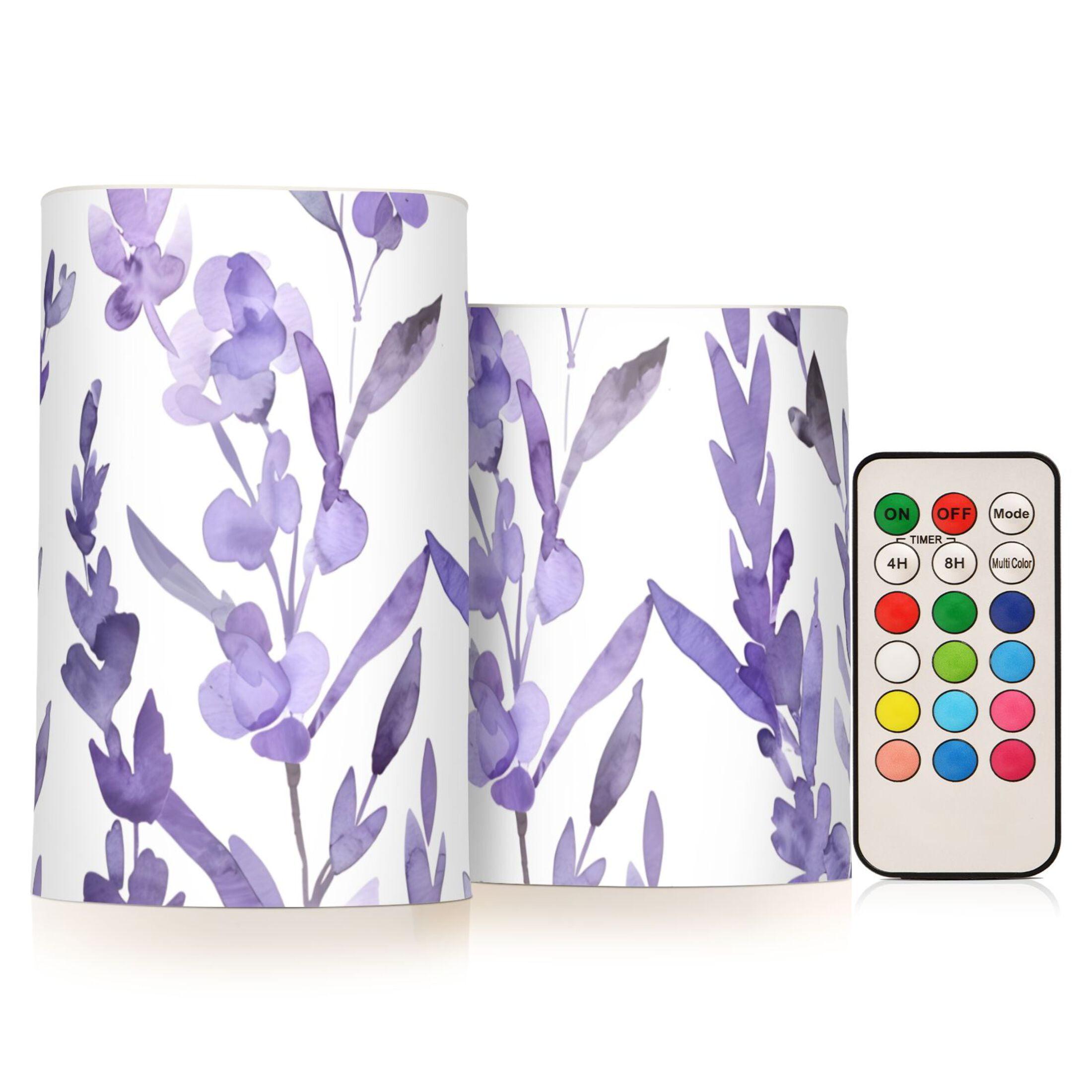 Lavender Watercolor Flickering Flameless Candles LED Tealight Battery ...