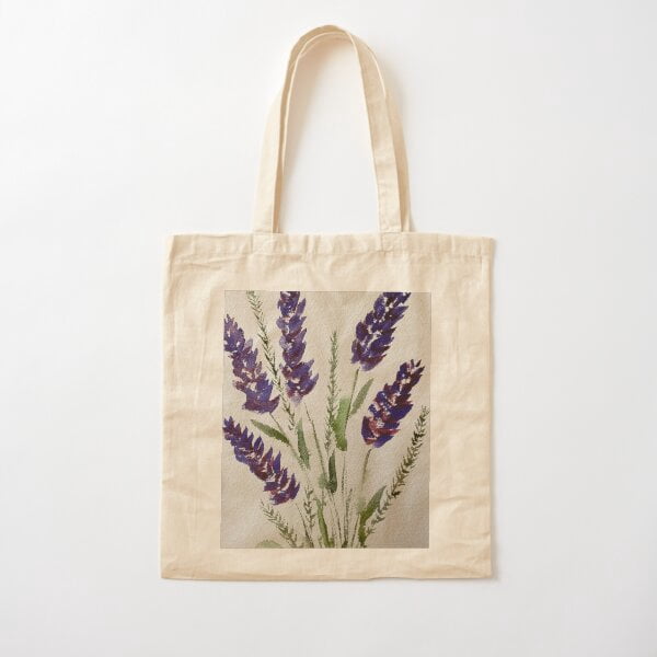 Lavender, Watercolor, Floral, Loose Floral, Botanical Canvas Tote Bag ...