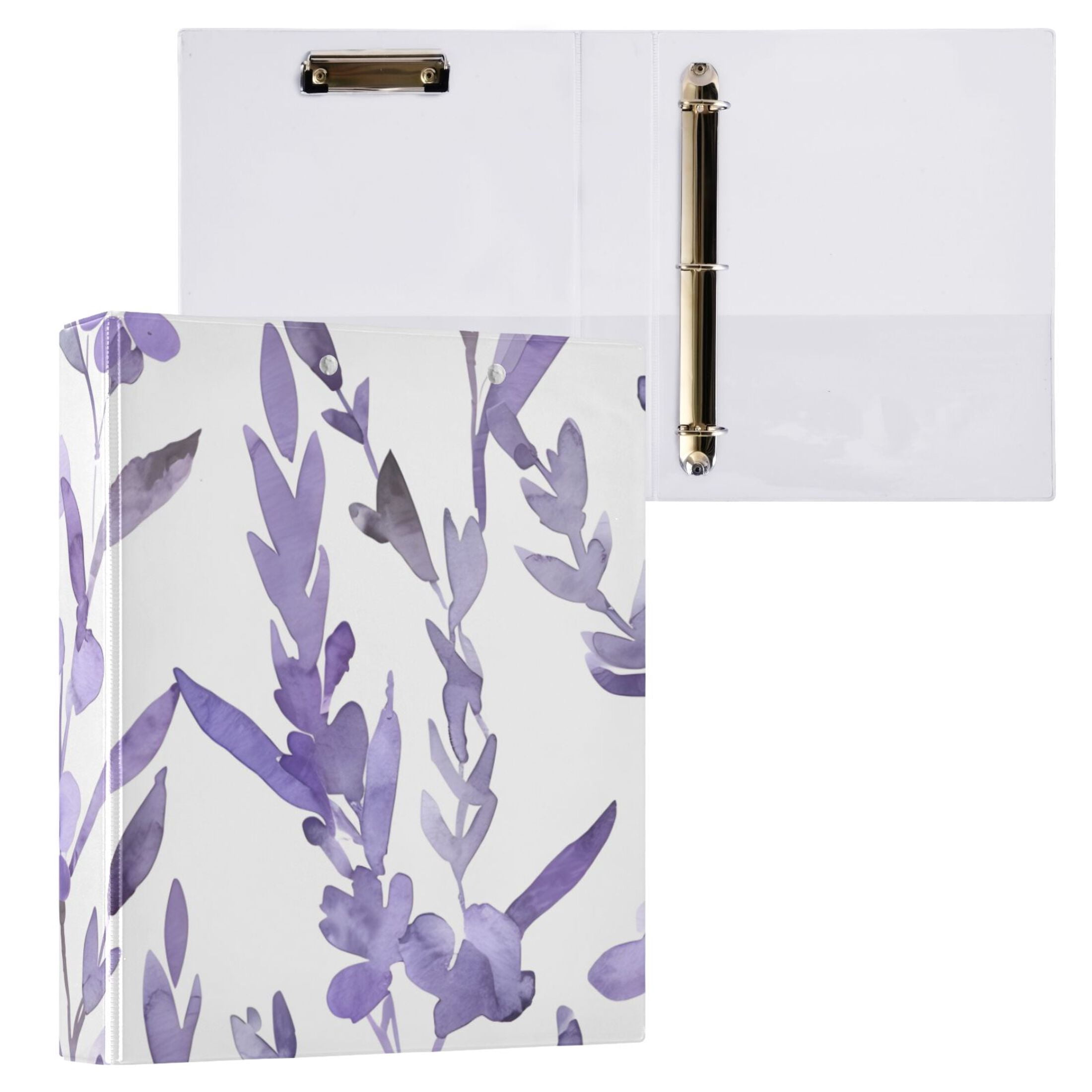 Lavender Watercolor Round Ring Binder 3 Rings 1.5" Capacity File ...