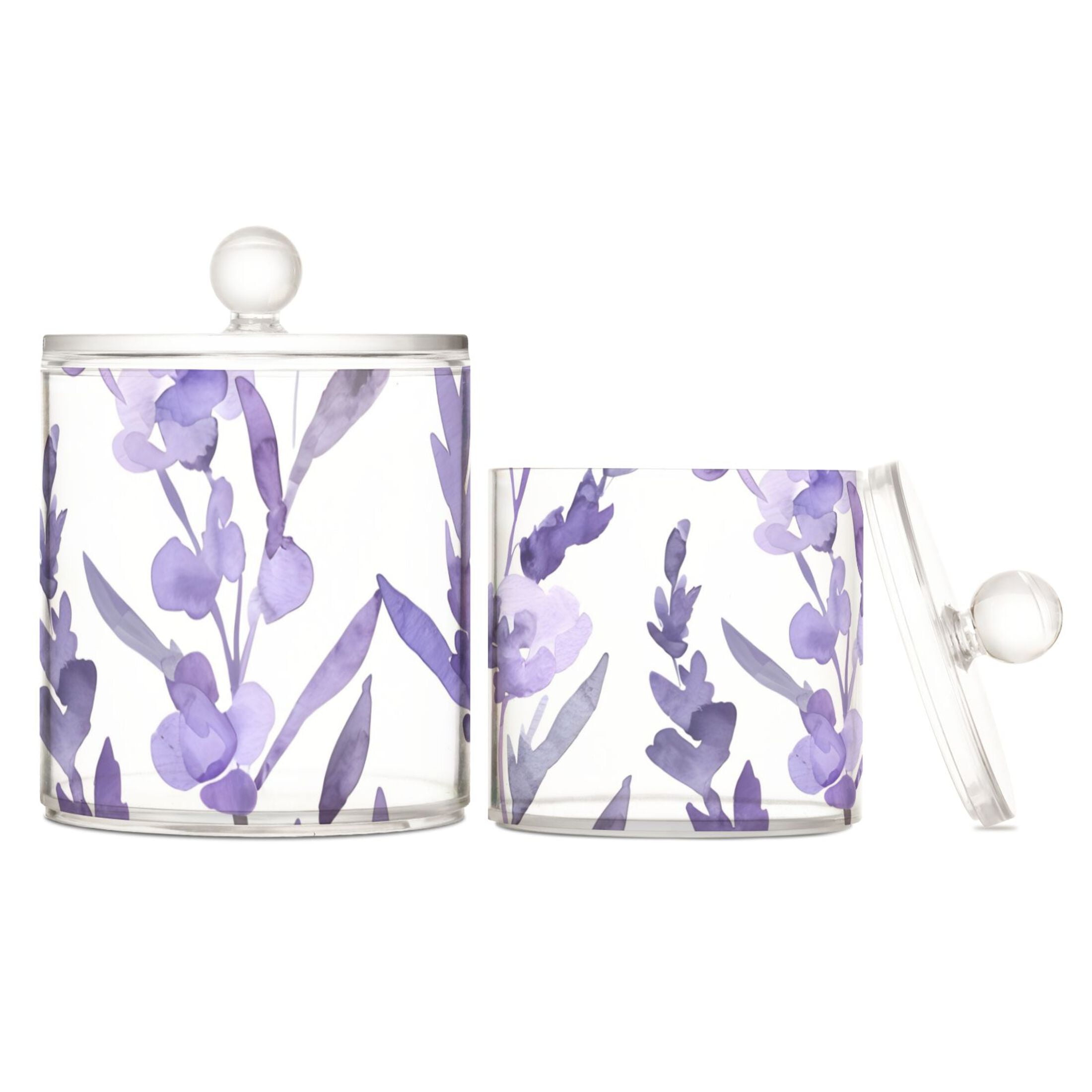 Lavender Watercolor Translucent Plastic Cans Storage Canisters with Lid ...