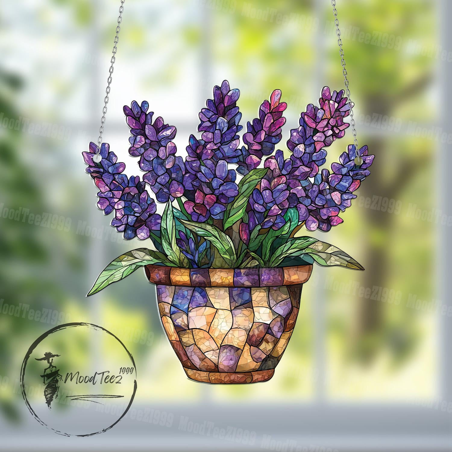 Lavender Wavy Acrylic Window Hanging: Floral Home Decor Art - Walmart.com