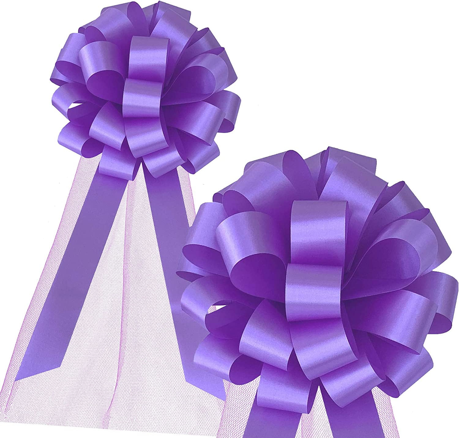 Lavender Wedding Pull Bows with Tulle Tails - 8" Wide, Set of 6, Easter ...