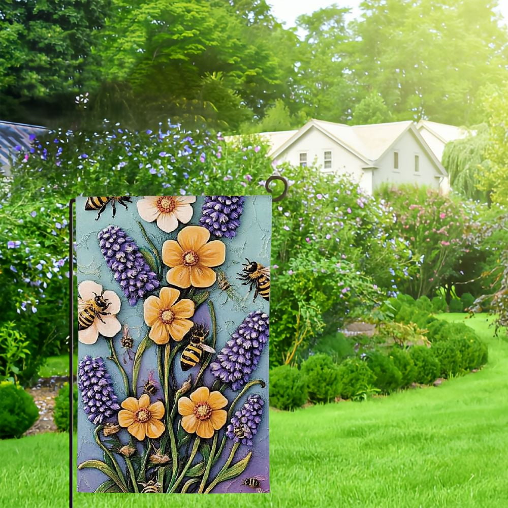 Lavender Welcome Spring Flag Inch Double Sided for Outdoor Flower House ...