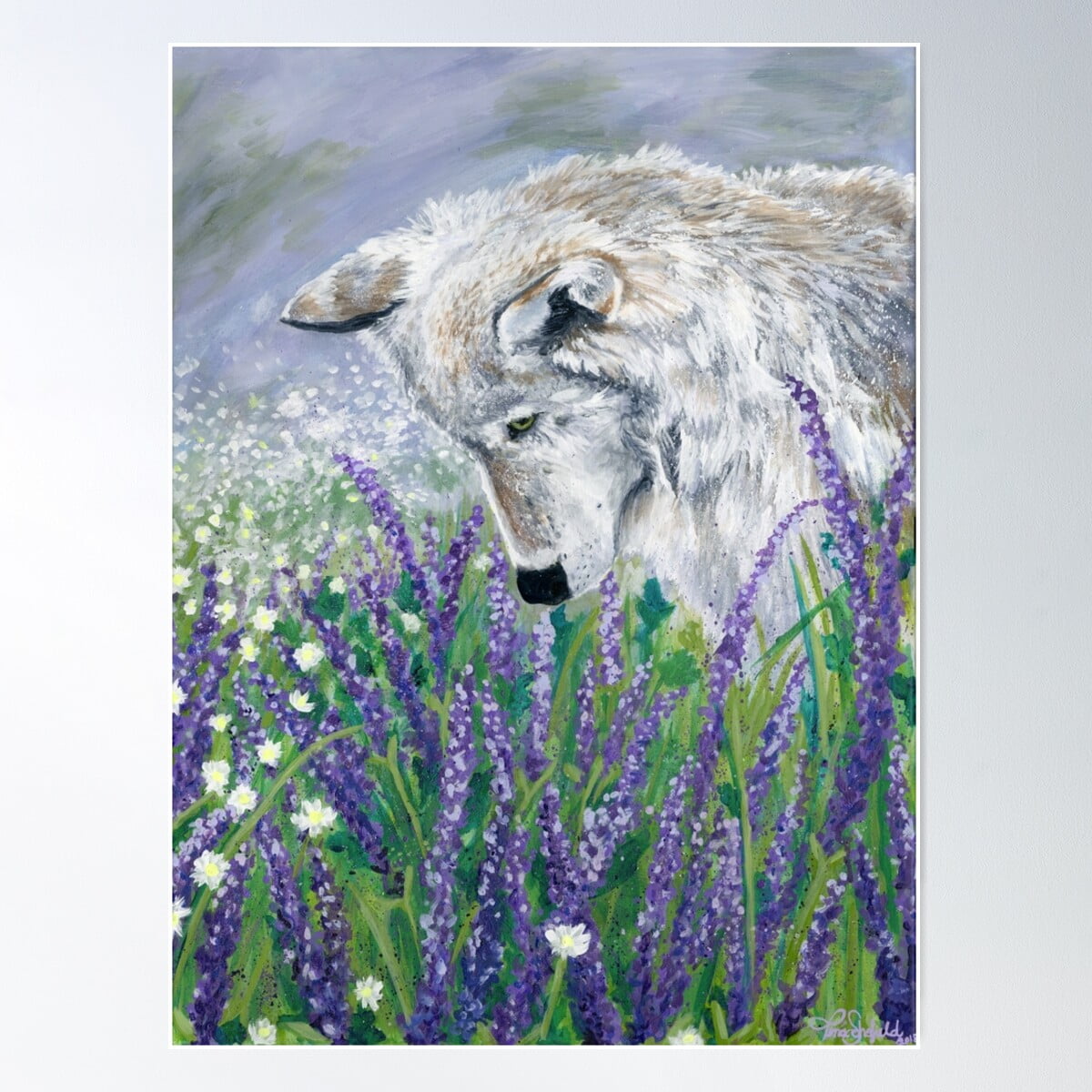 Lavender Wolf Poster Wall Art, Modern Wall Decor For Living Room ...