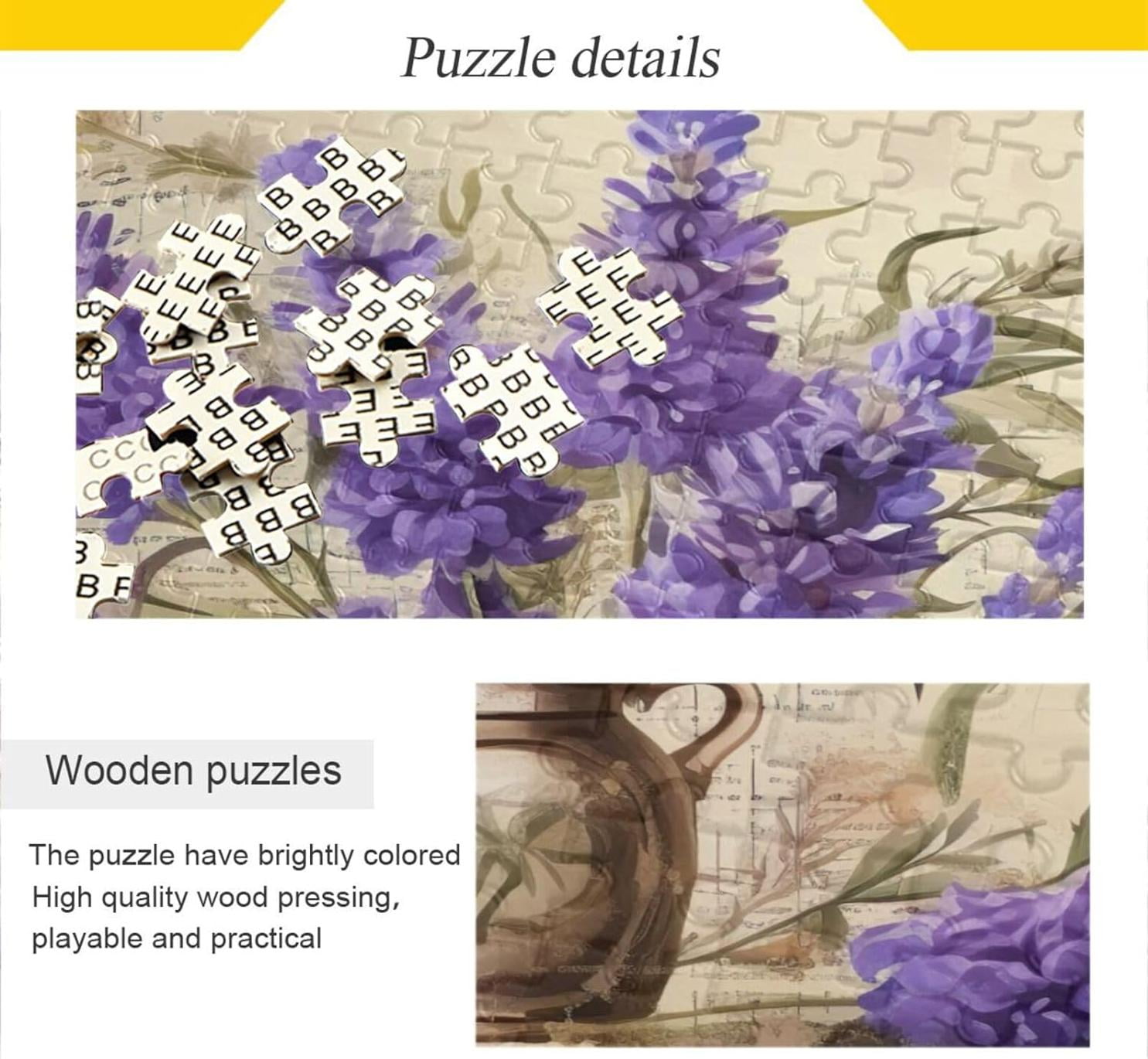 Lavender Wooden Jigsaw Puzzles, Intellectual Entertainment Educational ...