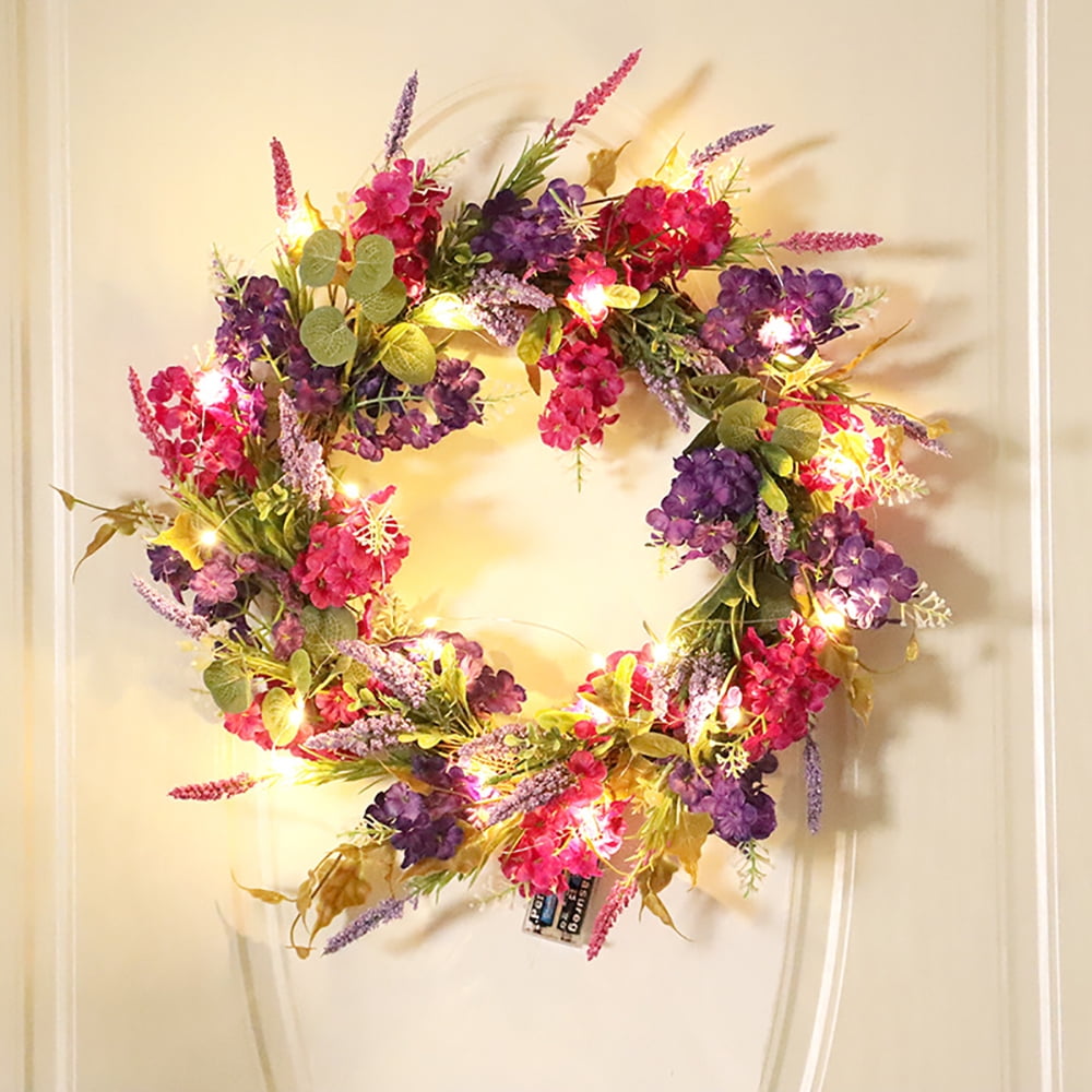 Lavender Wreaths With String Light, Summer Wreaths for Front Door ...