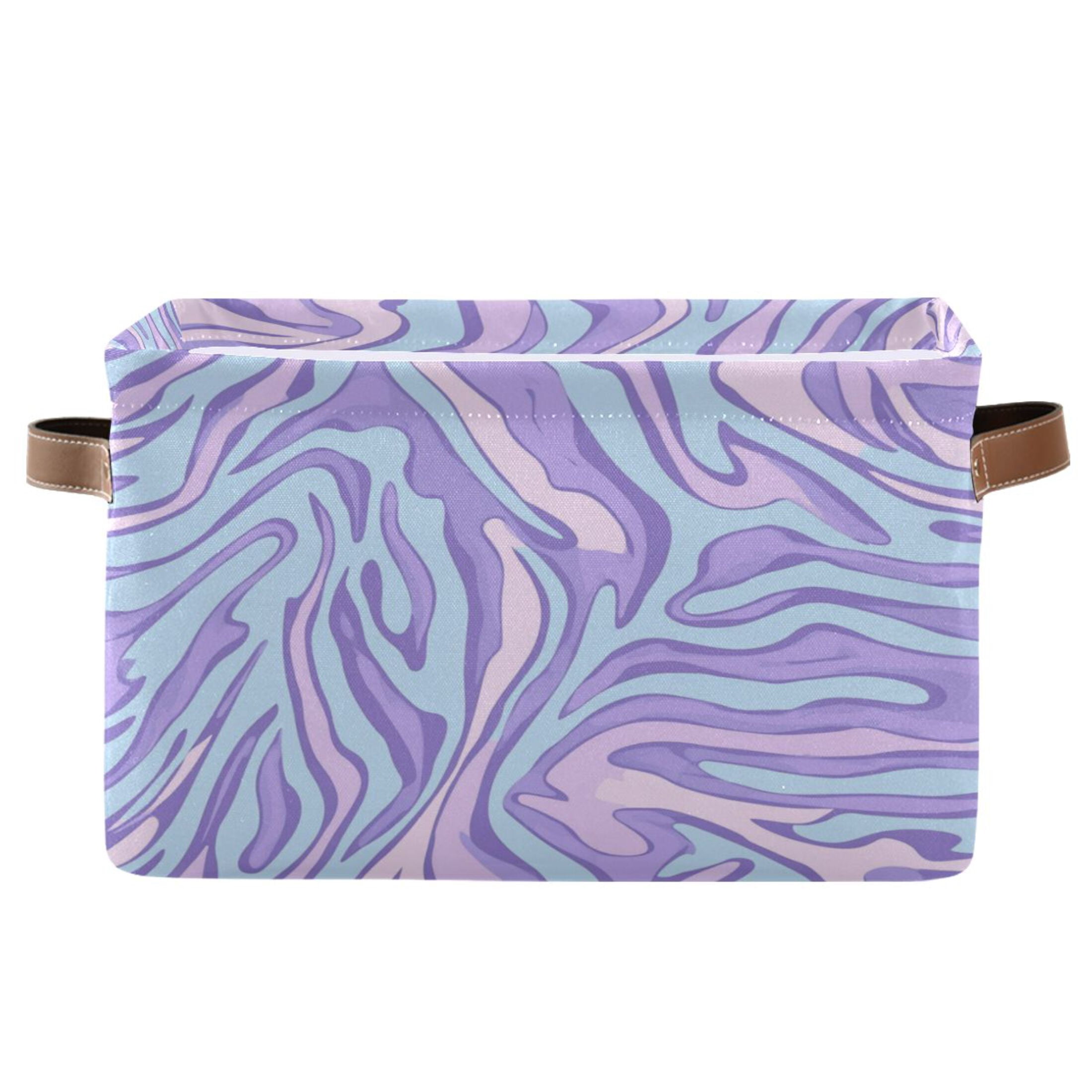 Lavender Zebra Print Foldable Storage Basket,Canvas Fabric Foldable ...