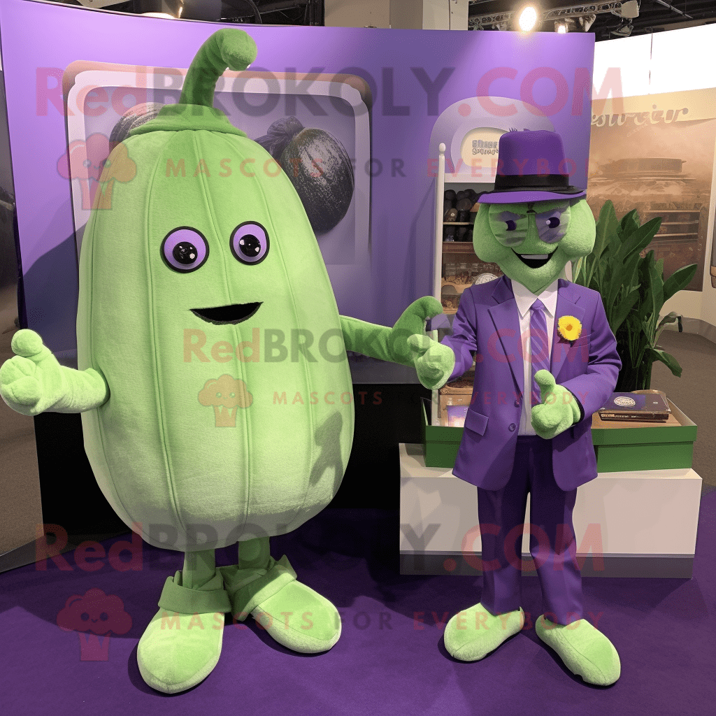 Lavender Zucchini REDBROKOLY mascot costume character dressed with a ...