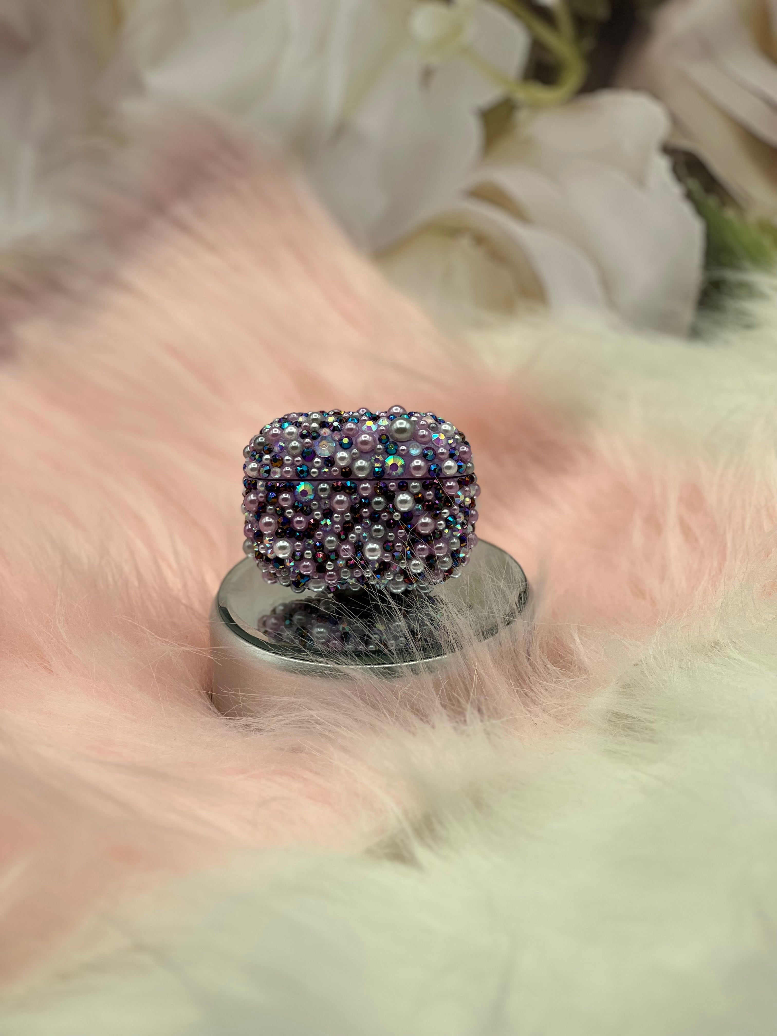 Lavender and Black Blinged Airpod Pro Case - Walmart.com