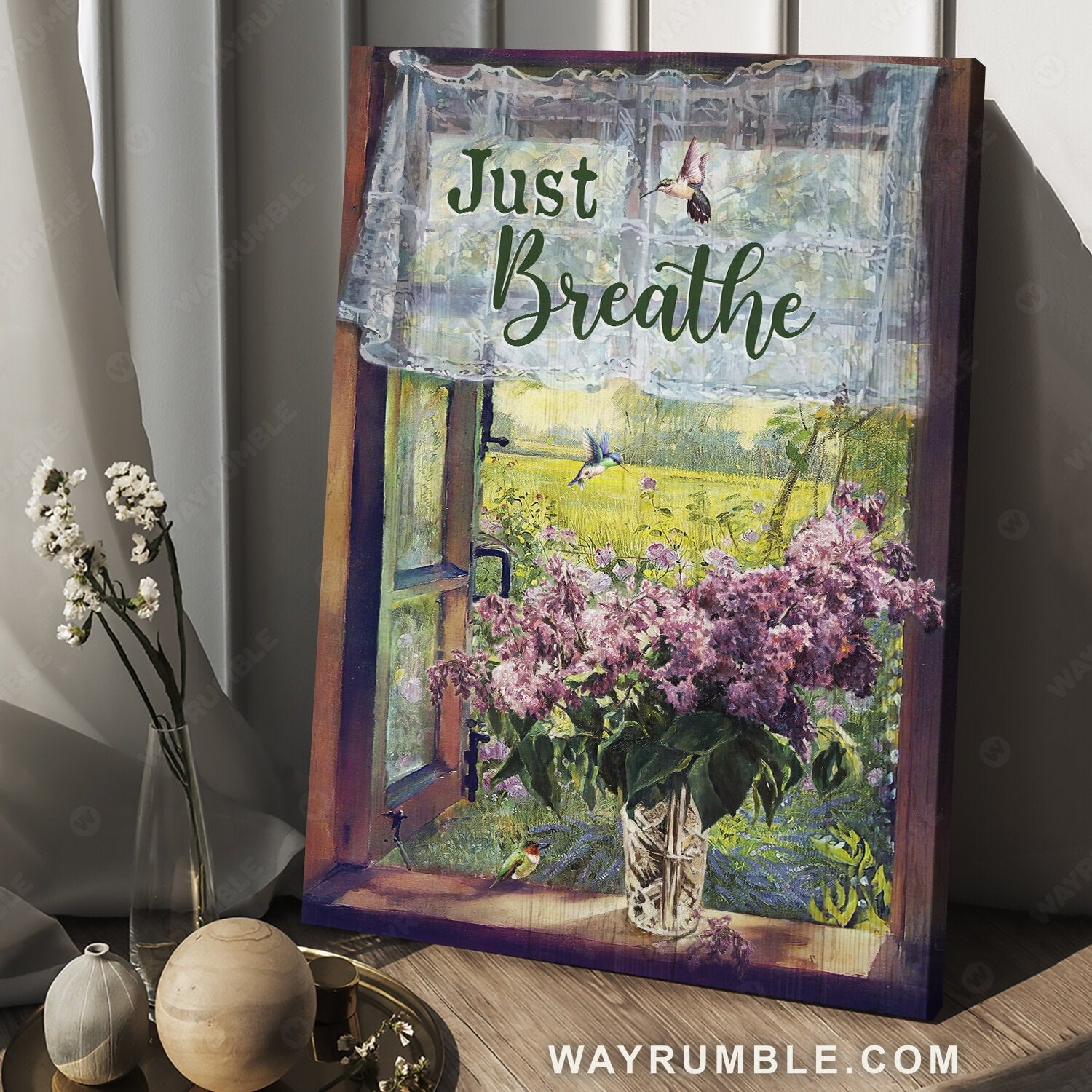 Lavender drawing, Green meadow land, Vintage window, Just breathe ...