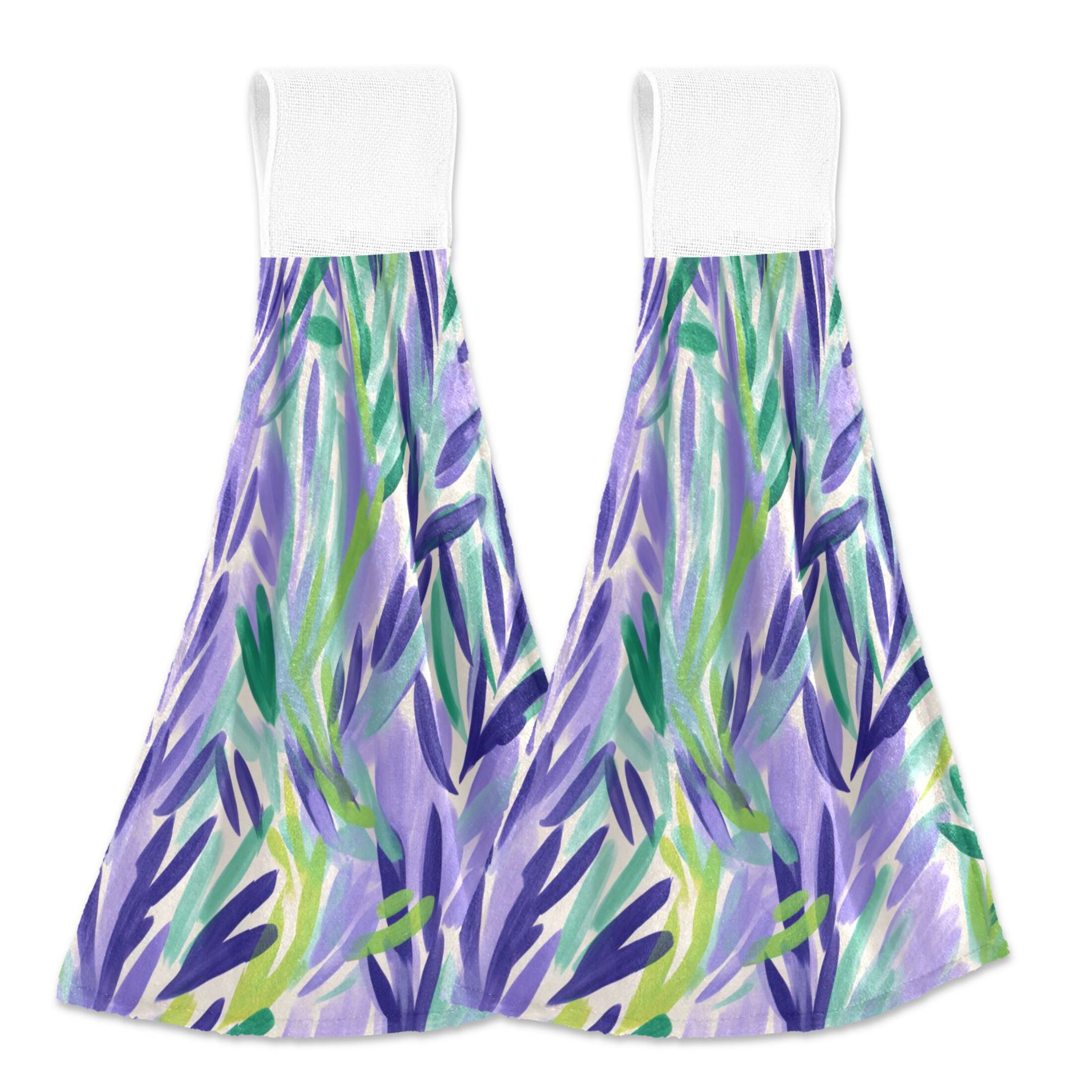 Lavender in Oil Painting Style Hanging Towels with Loop Hand Towels ...