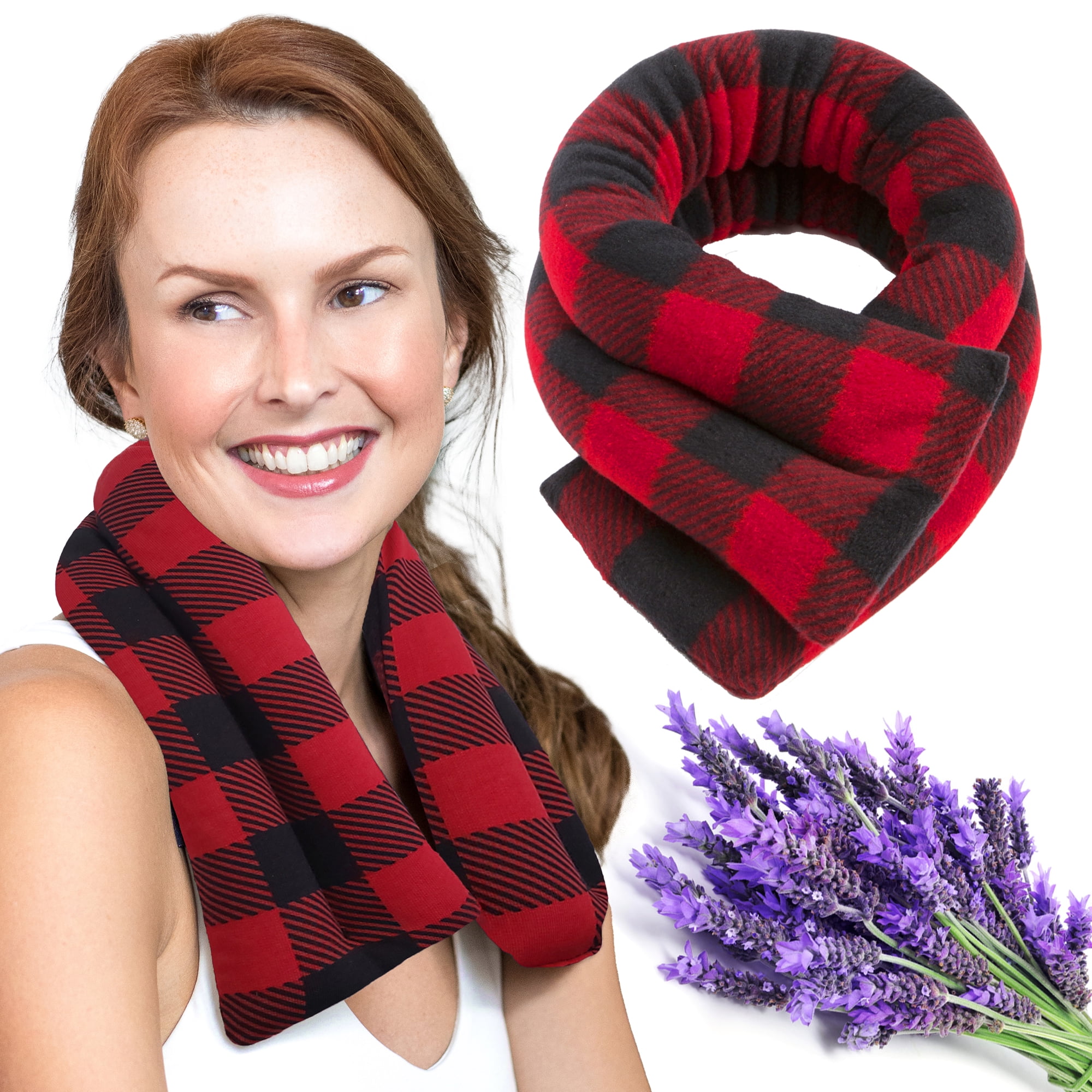 Lavender-scented Extra Long Neck Heating Wrap, Buffalo Plaid ...