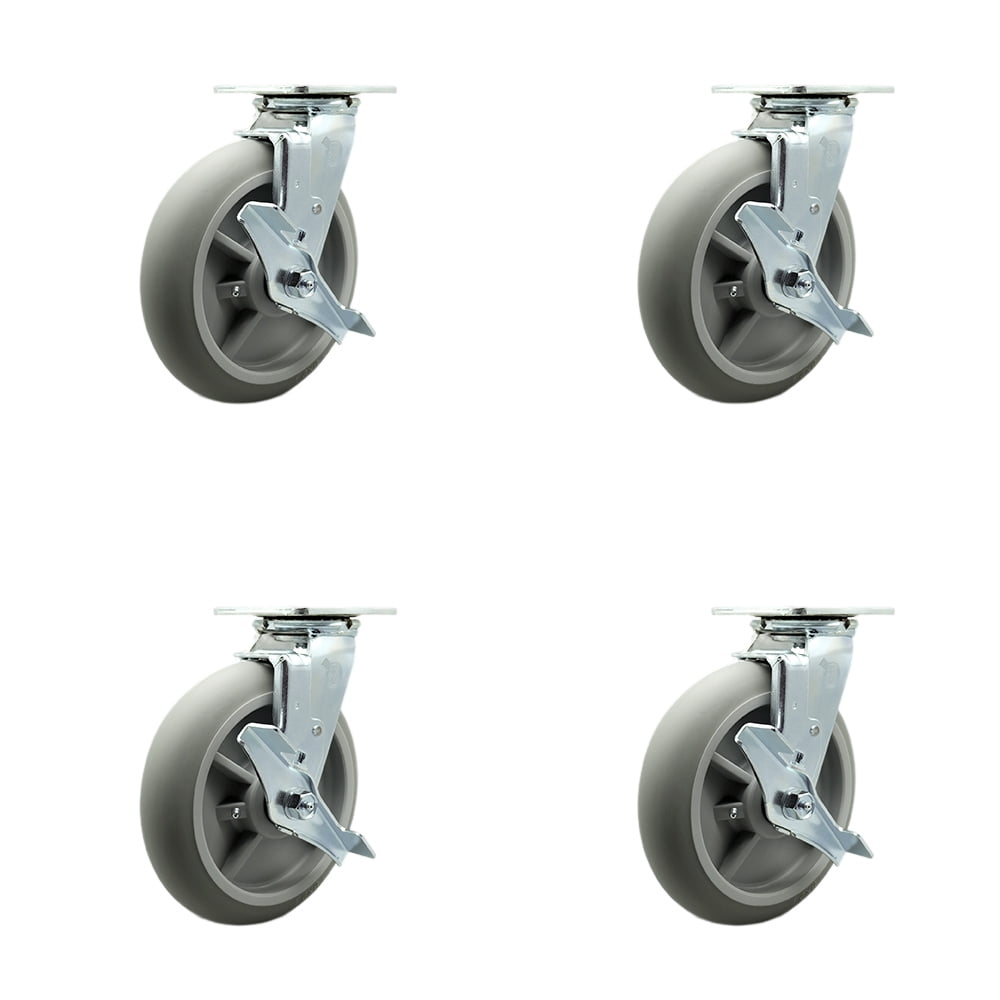 Lavex Lodging Cart Caster Set - 2 Swivel Brake Swivel Lock 2 Swivel ...