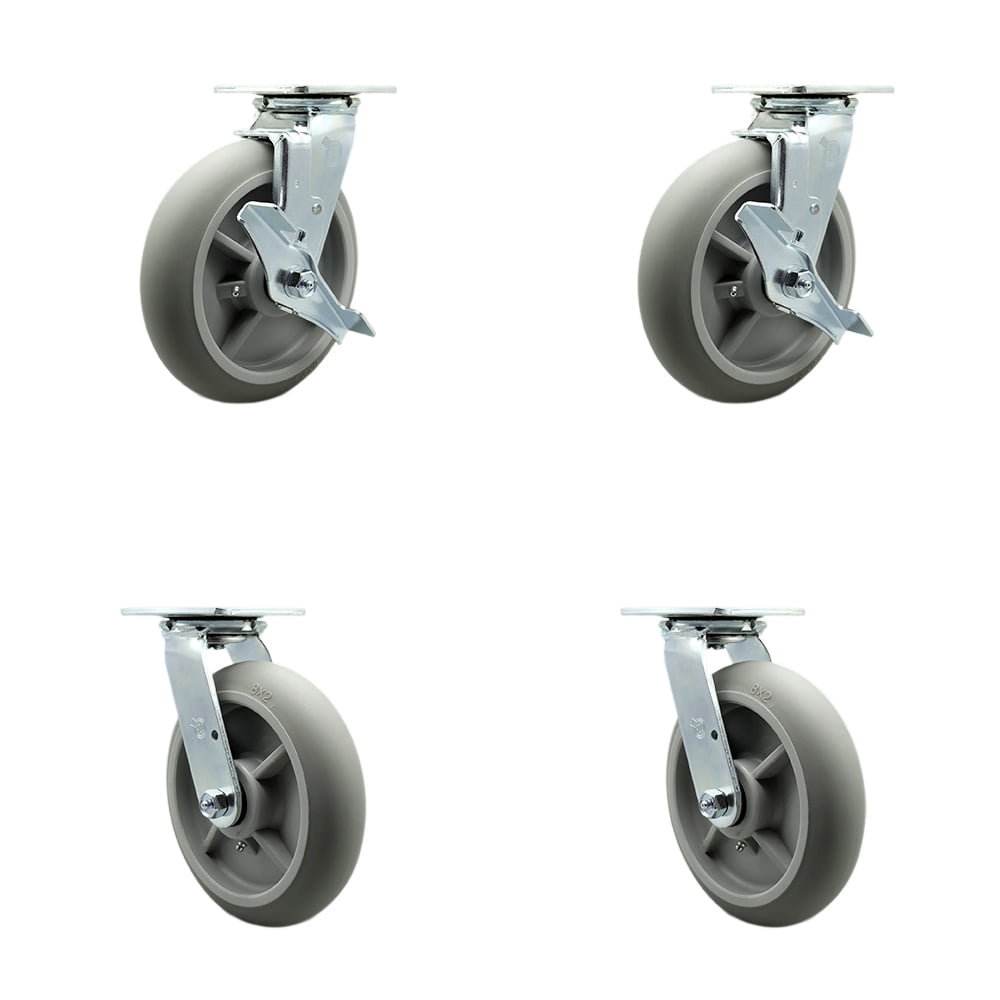 Lavex Lodging Cart Caster Set - 2 Swivel Brake Swivel Lock 2 Swivel ...