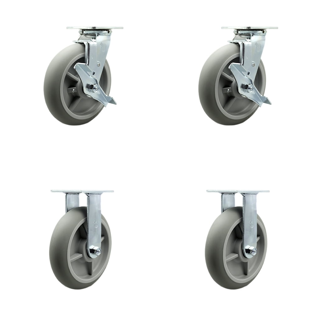 Lavex Lodging Cart Caster Set - 2 Swivel with Brake and Swivel Lock 2 Rigid -SCC - Walmart.com