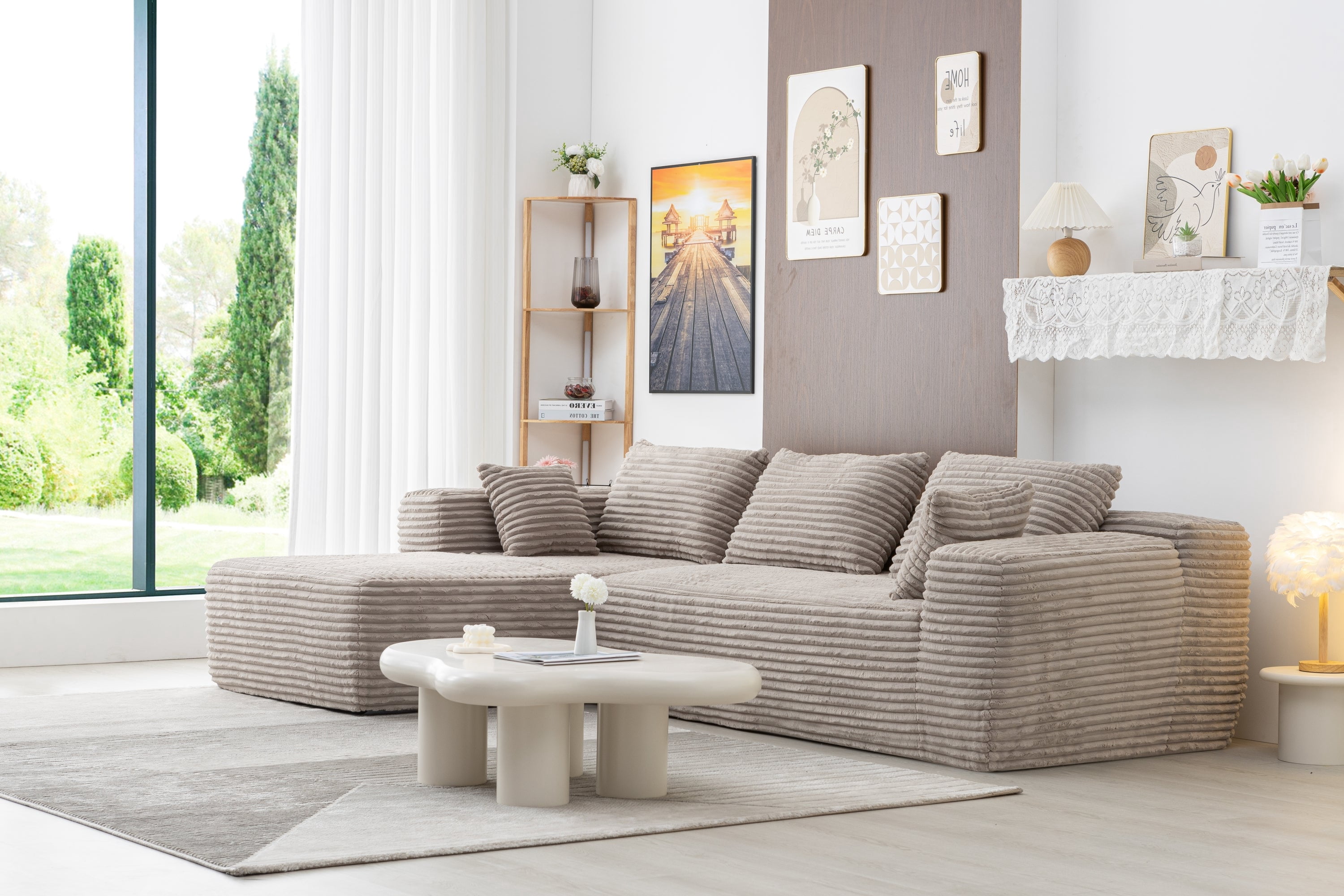 Lavii Collection Sectional Sofa Modular Couch, L-Shaped Modern Corduroy ...