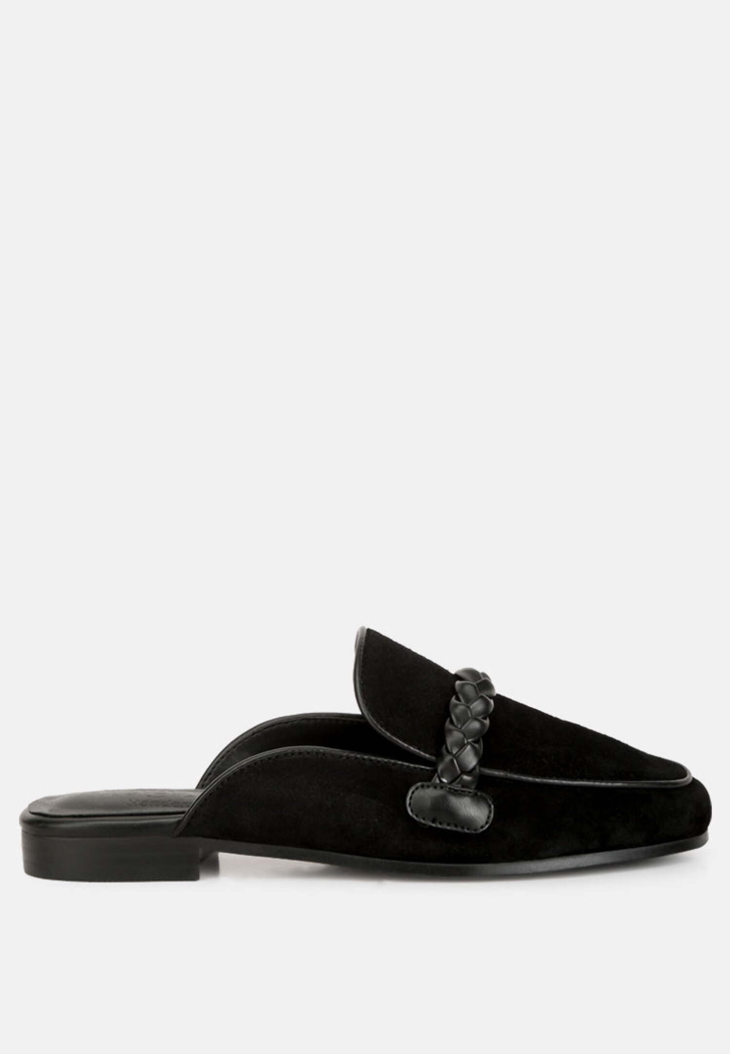 Lavinia Suede Leather Braided Detail Mules In Black - Walmart.com