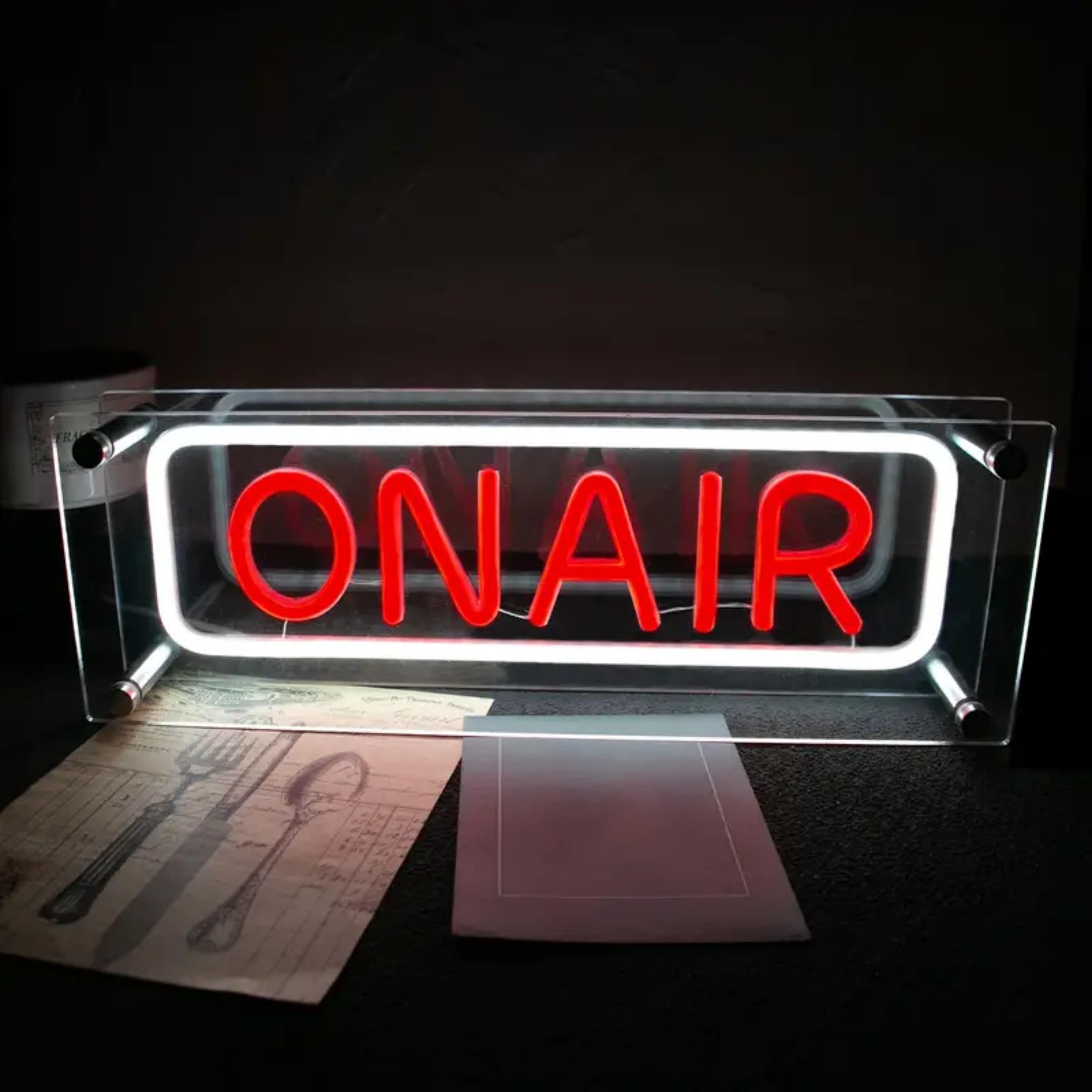 UPONRAY On Air Desktop Neon Signs, 13.8"*4.7" Dimmable & USB-Powered ...