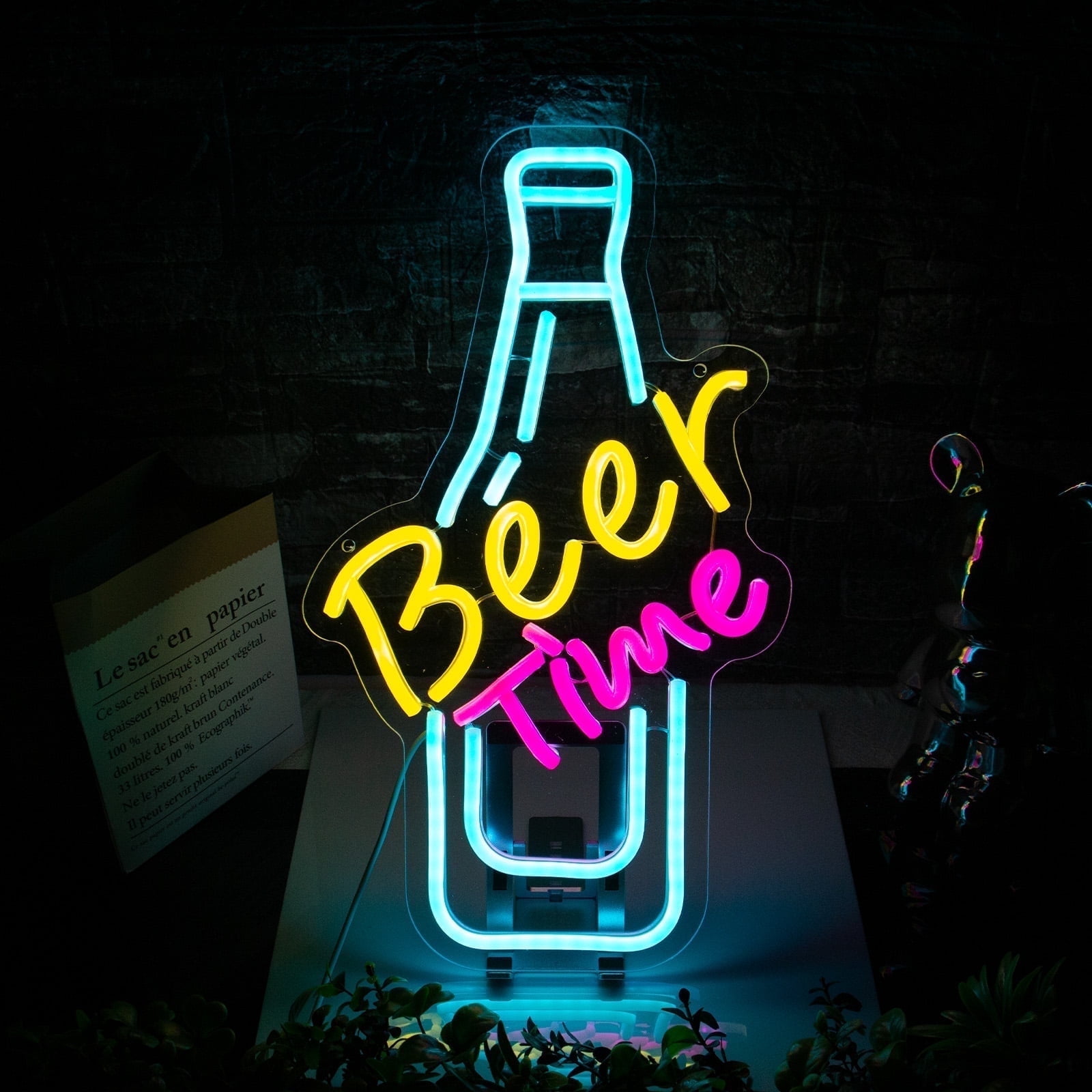 Lavish Cover Beer Time Neon Sign Beer Bar Neon Light Dimmable Bar Neon ...