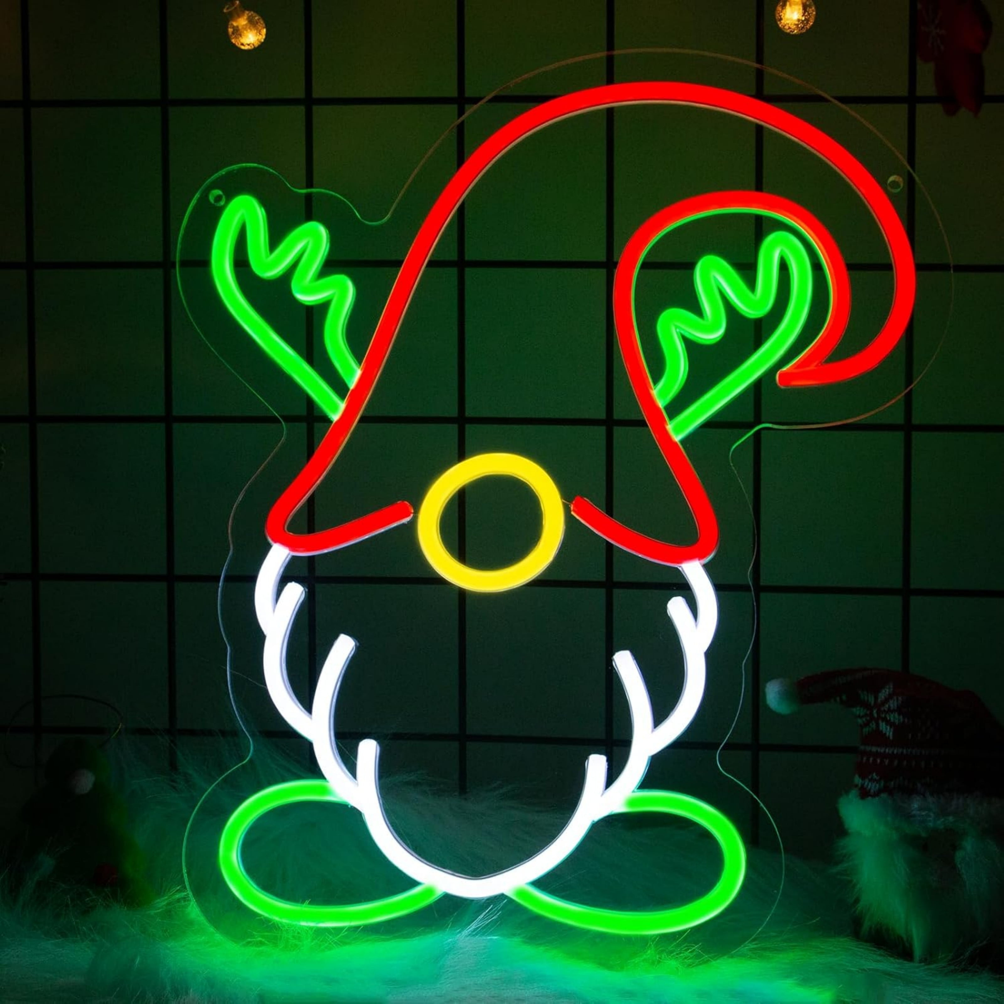 UPONRAY Christmas Gnome Neon Signs, 15"*12.3" Dimmable & USB-Powered ...
