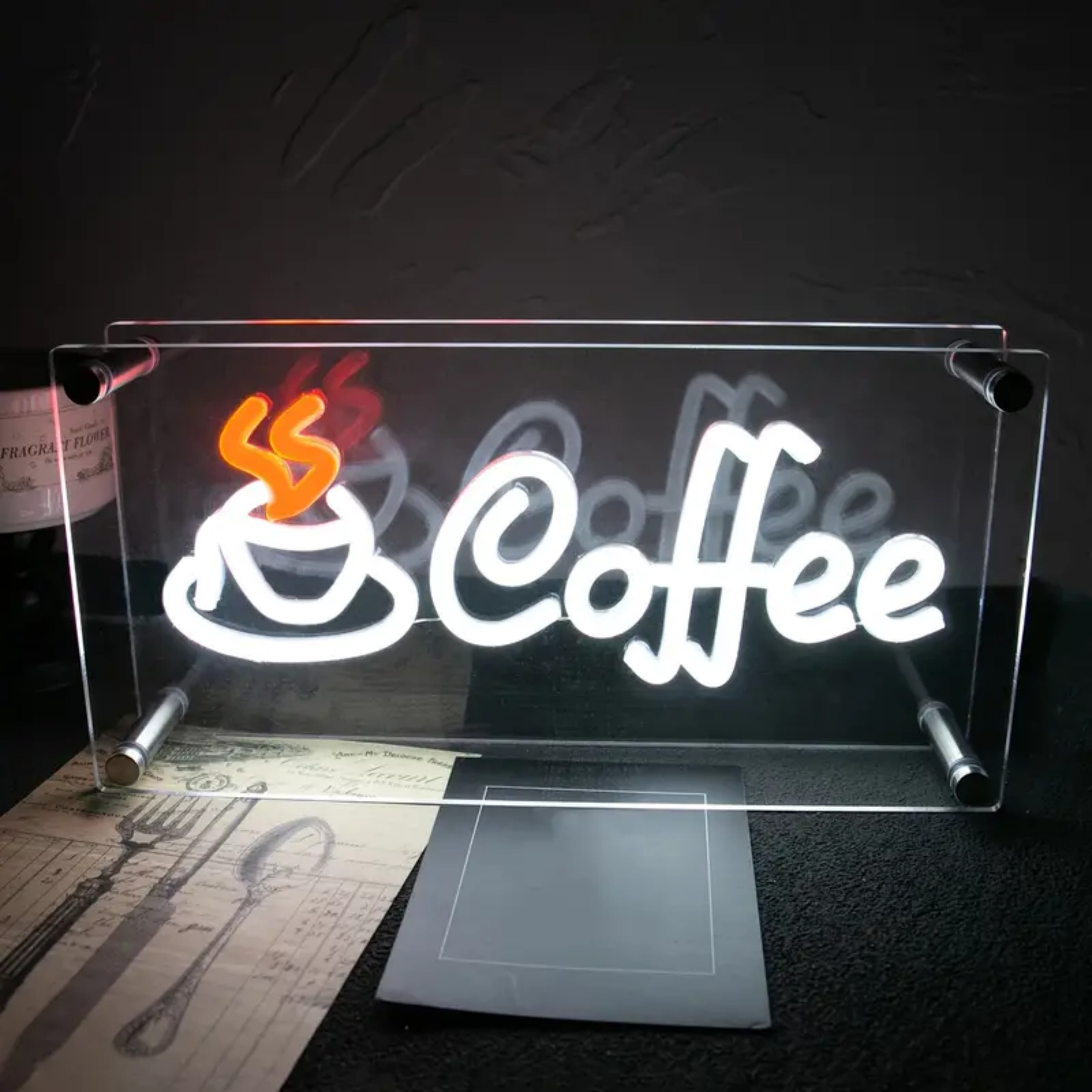 UPONRAY Coffee Desktop Neon Signs, 11.8"*5.9" Dimmable & USB-Powered ...