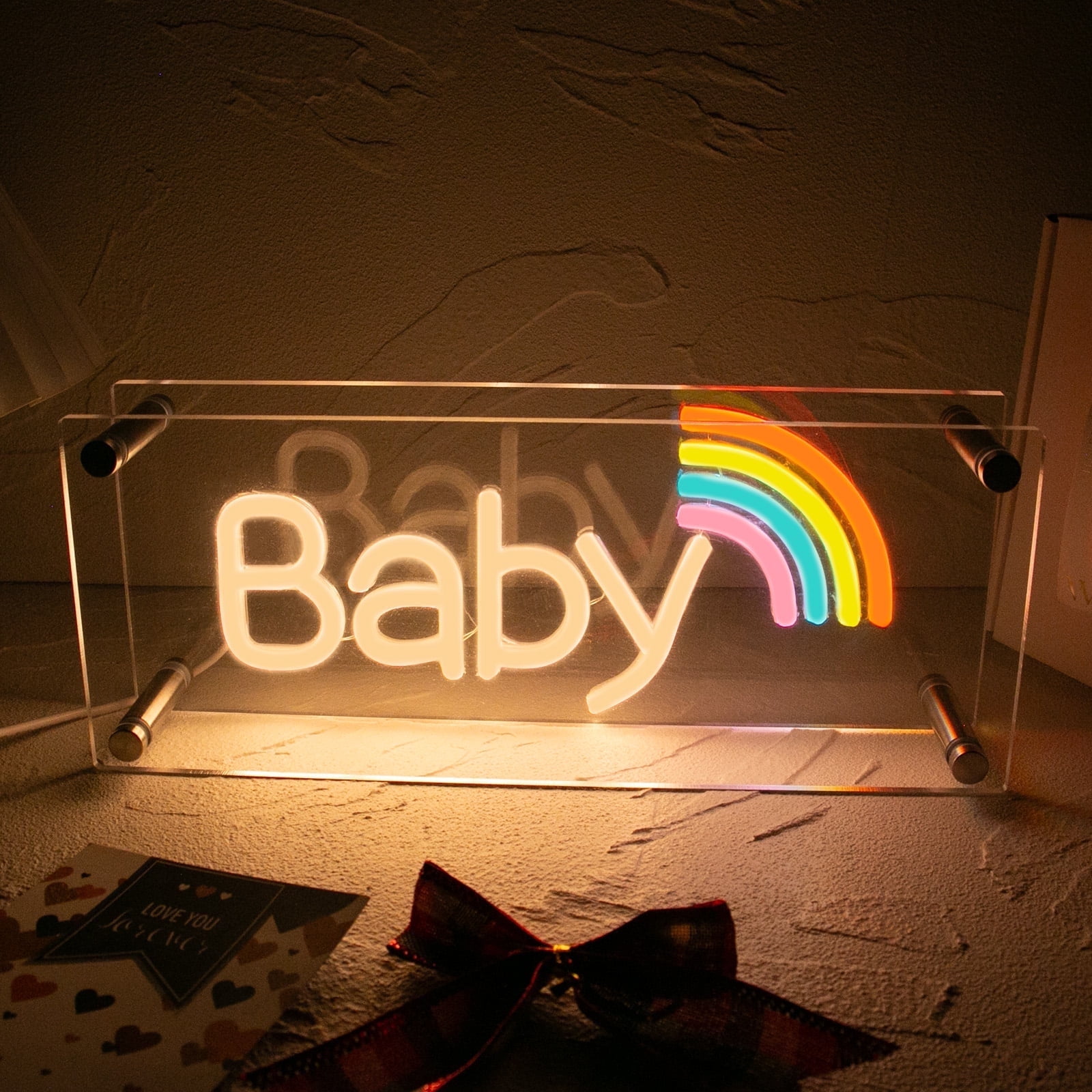 Lavish Cover Desktop Baby Neon Sign，Rainbow Neon Light USB Powered LED ...
