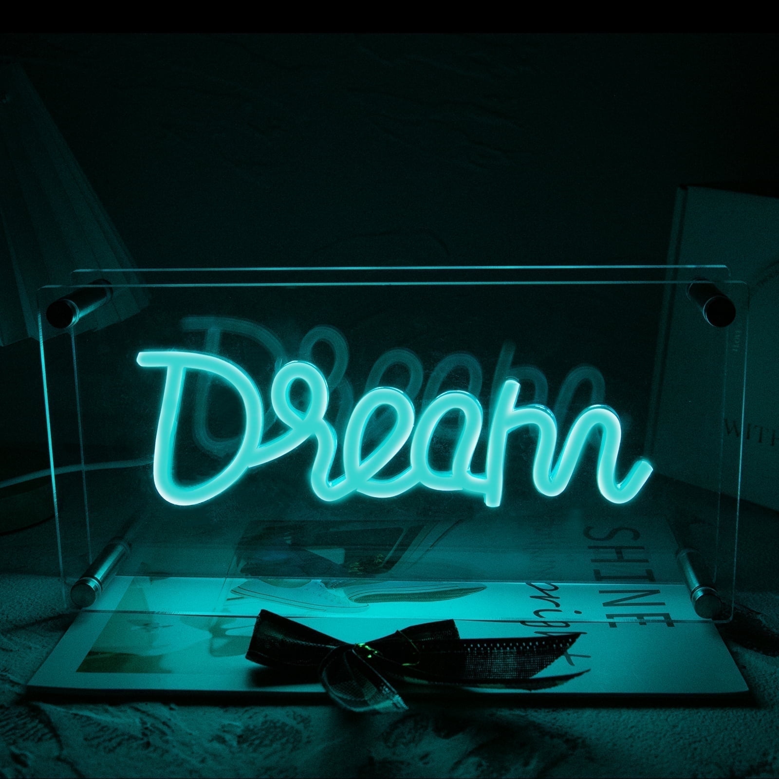 Y YUNHSOM Desktop Dream Neon Sign, USD Power Light Bright led Sign ...