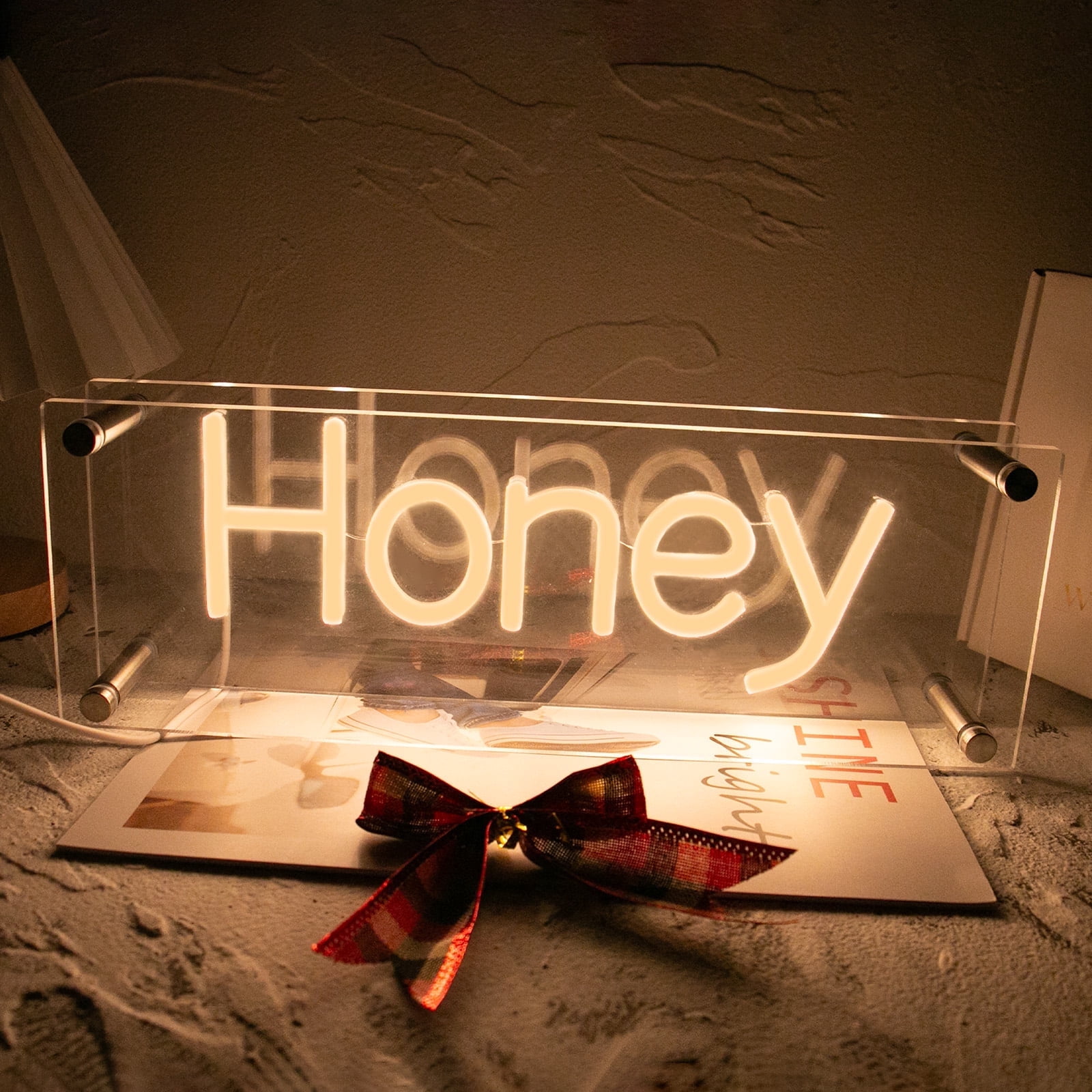 Lavish Cover Desktop HONEY Neon Sign,Dimmable Neon Light Sign,USB Power ...