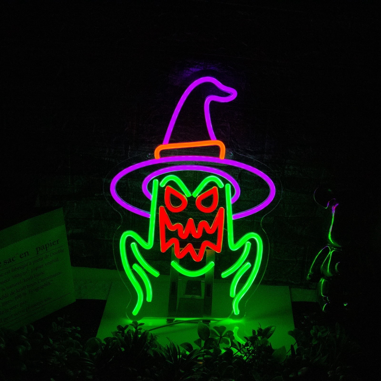 Lavish Cover Ghost Witch Neon Sign for Wall Decor，Dimmable USB Powered ...