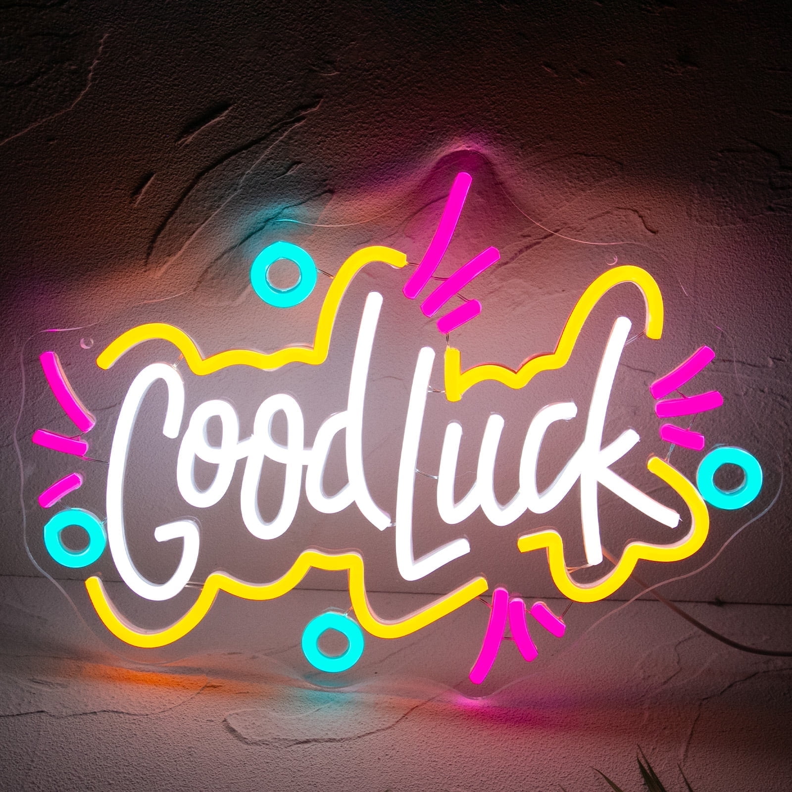 Y YUNHSOM Good Luck Neon Sign, USB Power Dimmable LED Neon Sign for ...