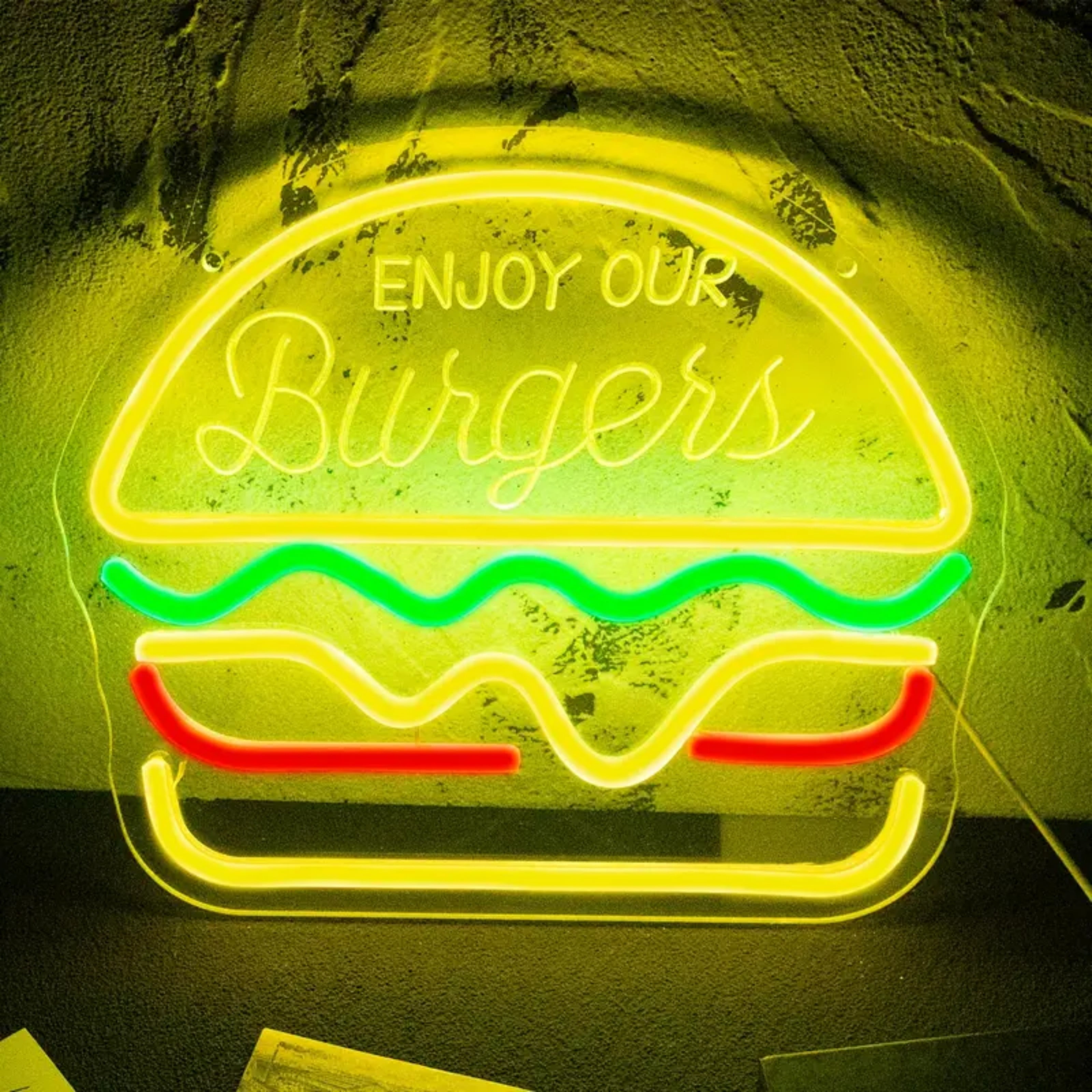 UPONRAY Hamburger Neon Signs, 11.8"*10.23" Dimmable & USB-Powered LED ...