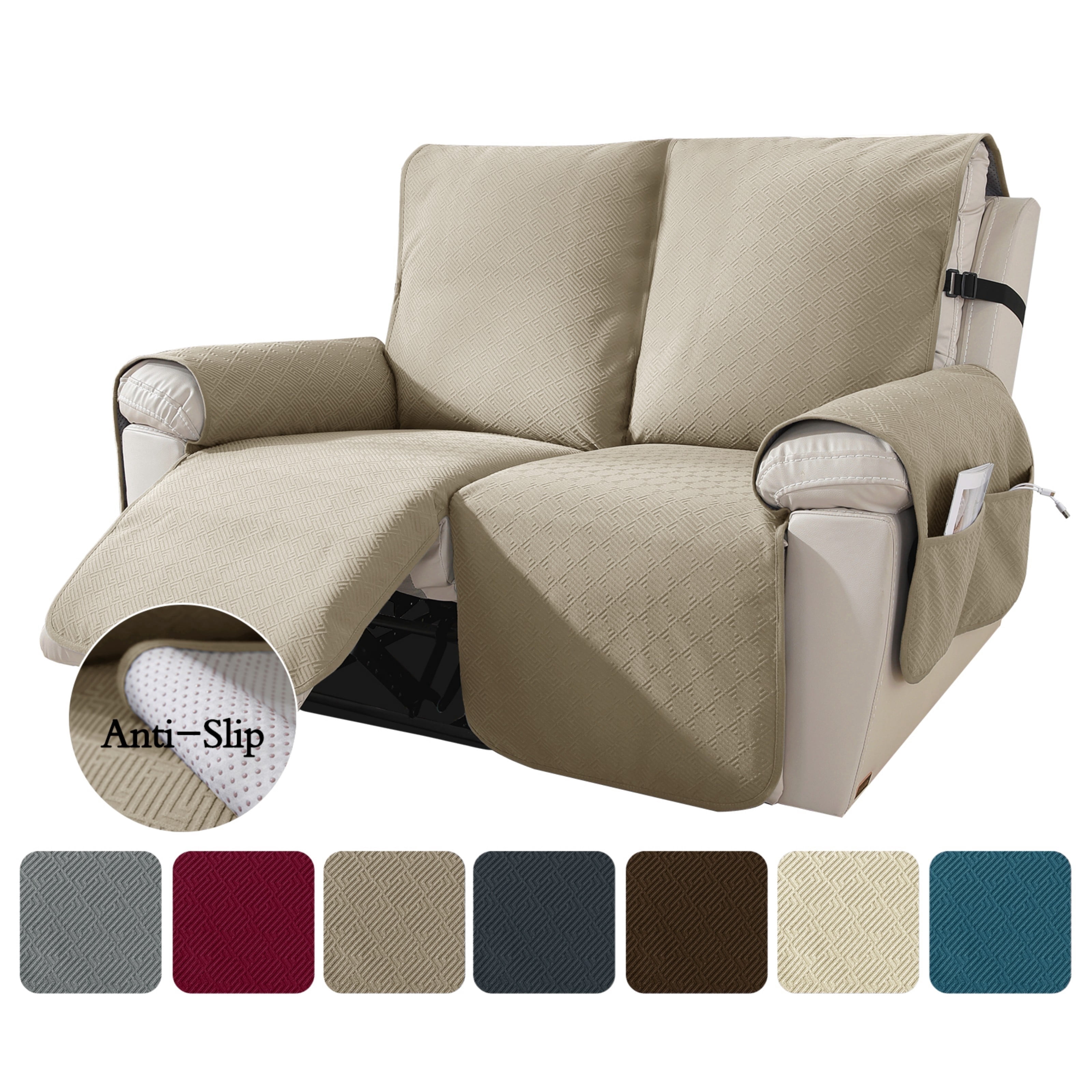 Lavish Cover 100% Waterproof Recliner Loveseat Cover, 2 Pieces Non-Slip ...