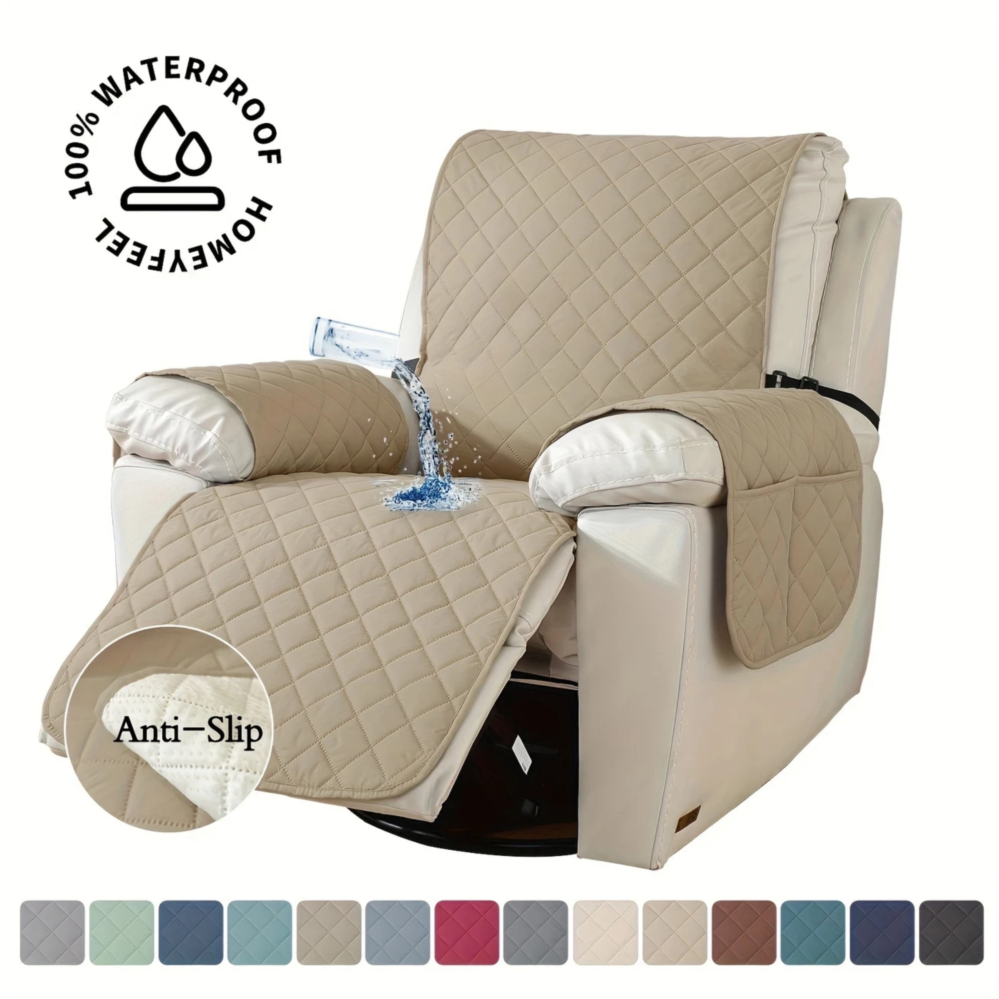 Lavish Cover 100% Waterproof Recliner Chair Cover, 1 Piece Non-Slip ...