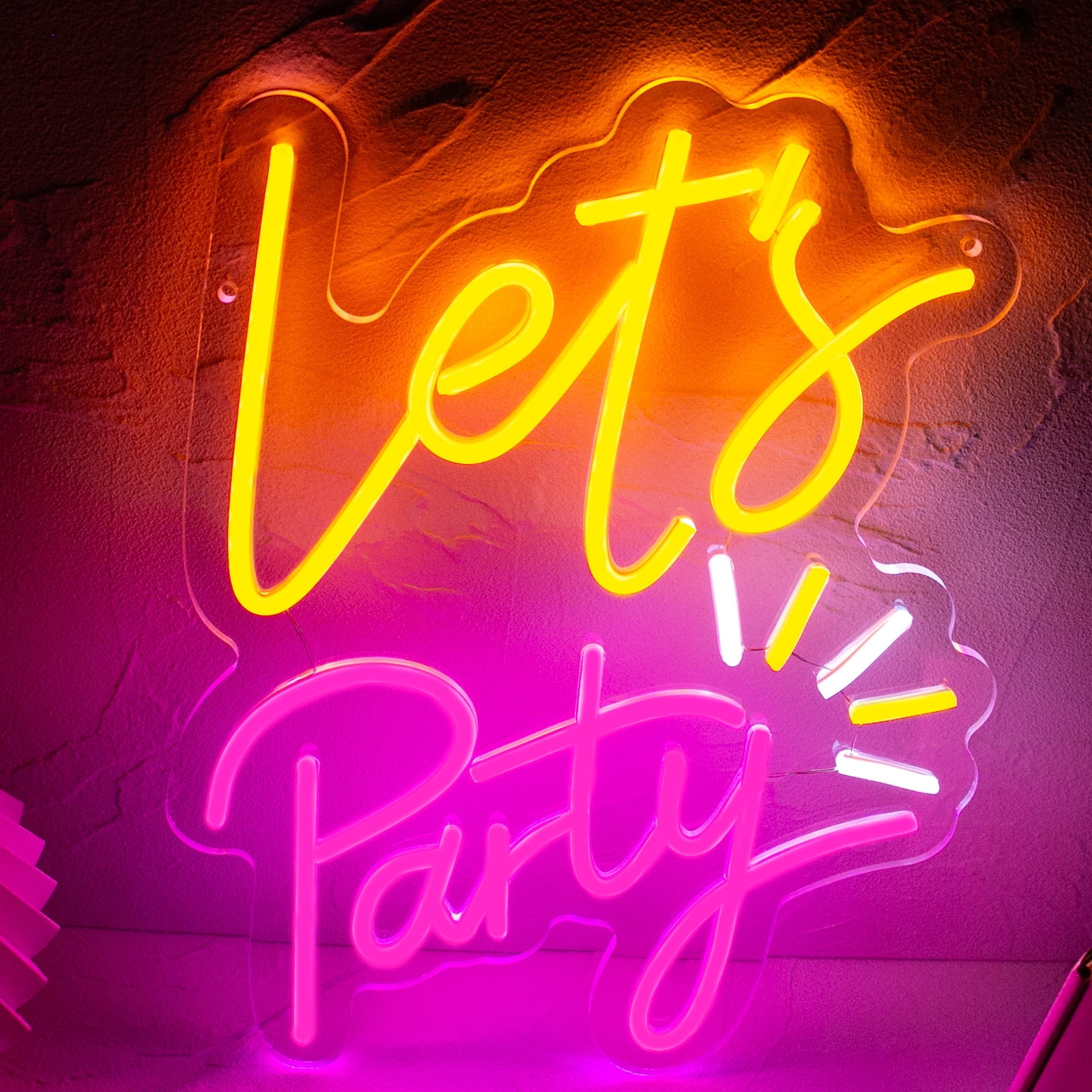 Lavish Cover Let's Party Neon Sign for Wall Decor, USB Powered Lets ...