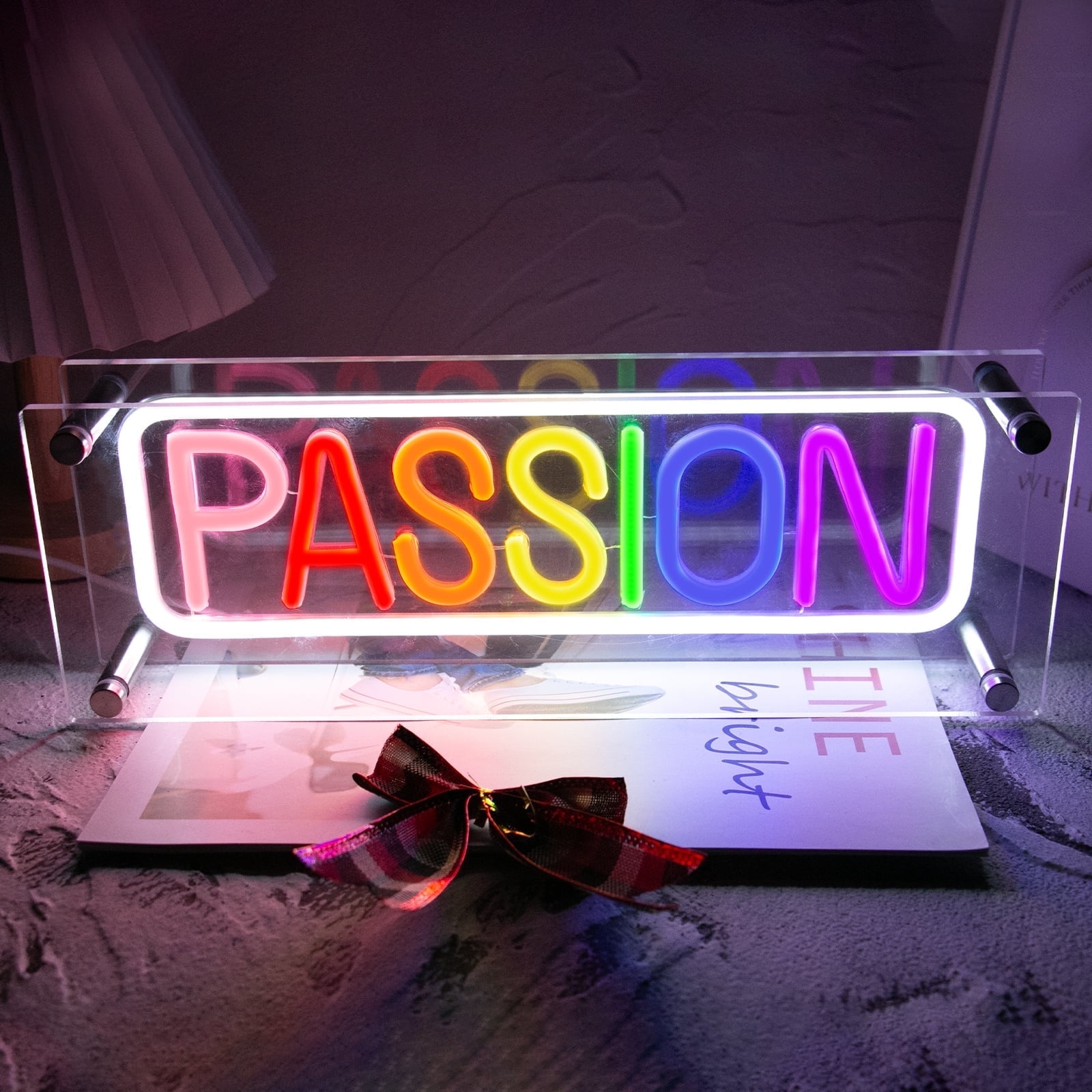 Lavish Cover Passion Neon Sign for Desktop Desktop，Letter LED Sign ...