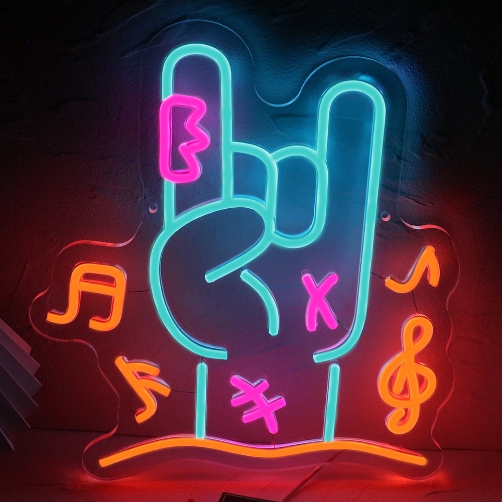 Lavish Cover Rock On Neon Signs, USB Power Dimmable LED Neon Light for Wall Decor, Room, Office ...