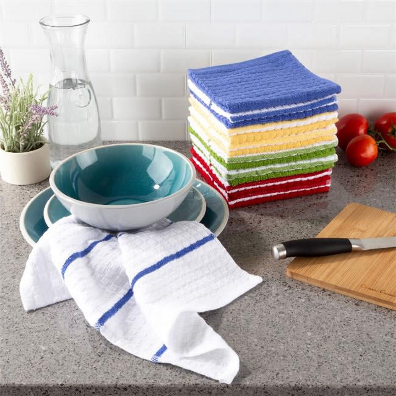Lavish Home 12.5 x 12.5 in. 100 Percent Cotton Kitchen Dish Cloth With ...