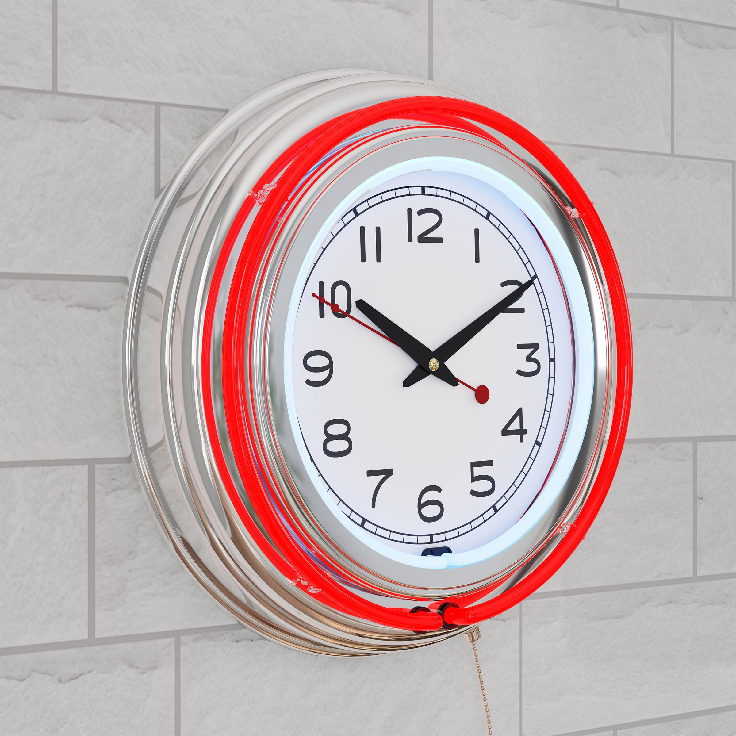 Lavish Home 14-Inch Retro Double-Ring Neon Analog Quartz Wall Clock ...