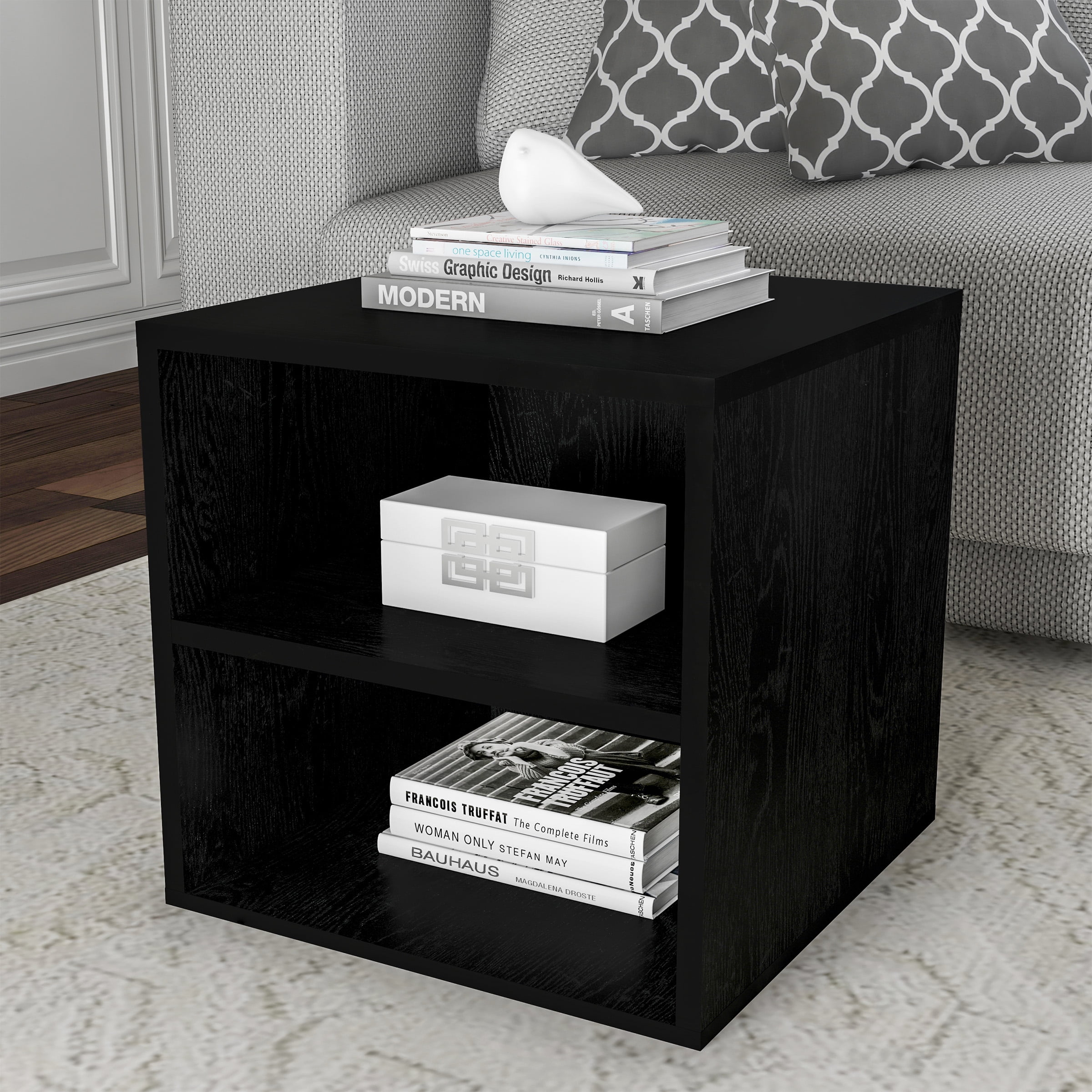 Lavish Home Stackable Cube End Table - Black Woodgrain - Walmart.com