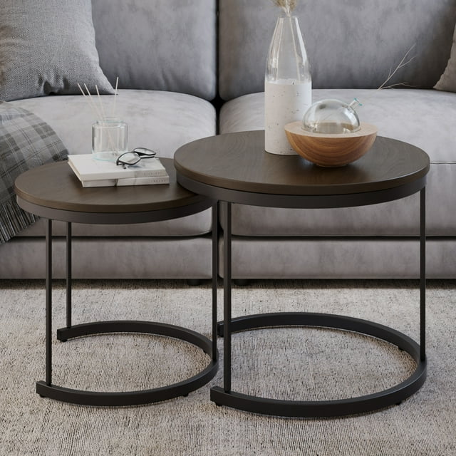 Lavish Home Beautiful Nesting Coffee Table Set, 19.75-inch Small Round ...