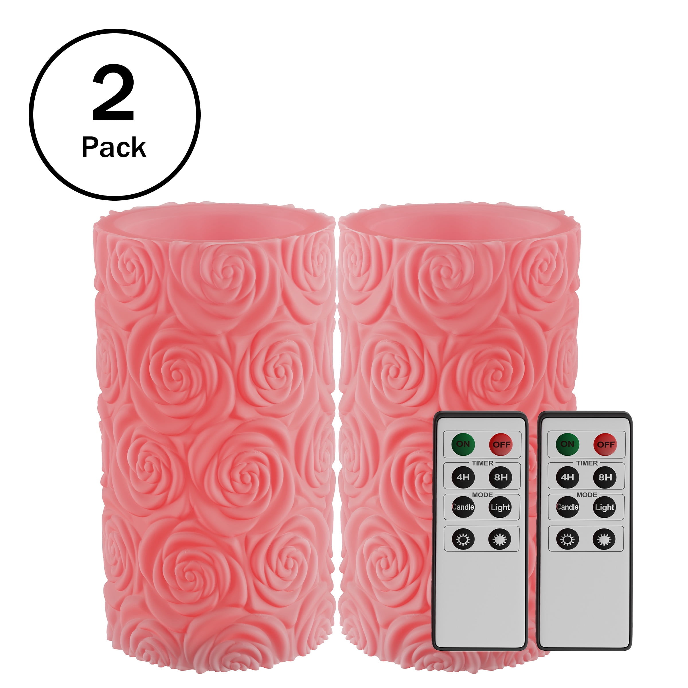 Lavish Home 2-Pack Battery-Operated Rose Design LED Flameless Candles - Walmart.com