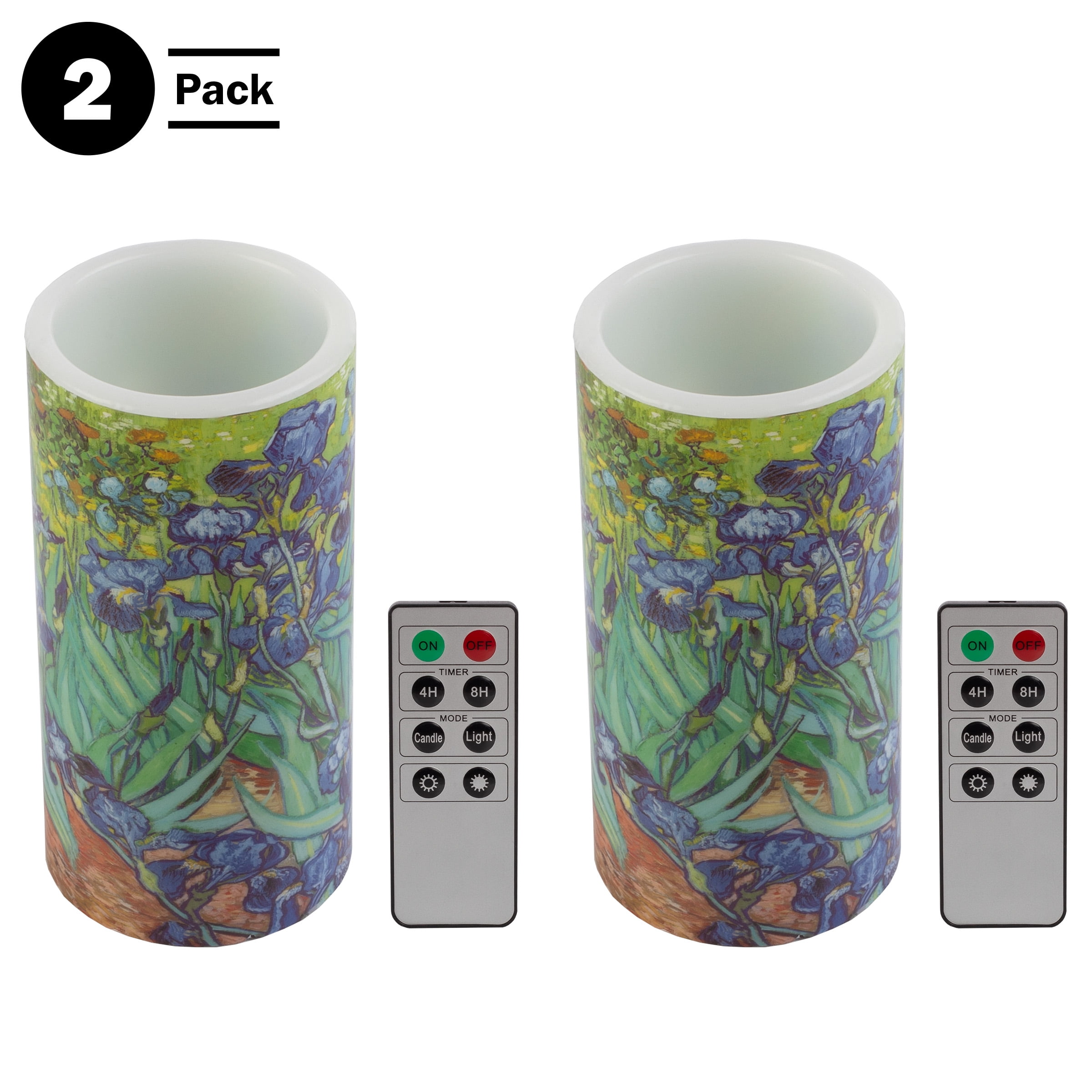 Lavish Home 2-Pack of Van Gogh Irises Flameless Candles with Remote ...