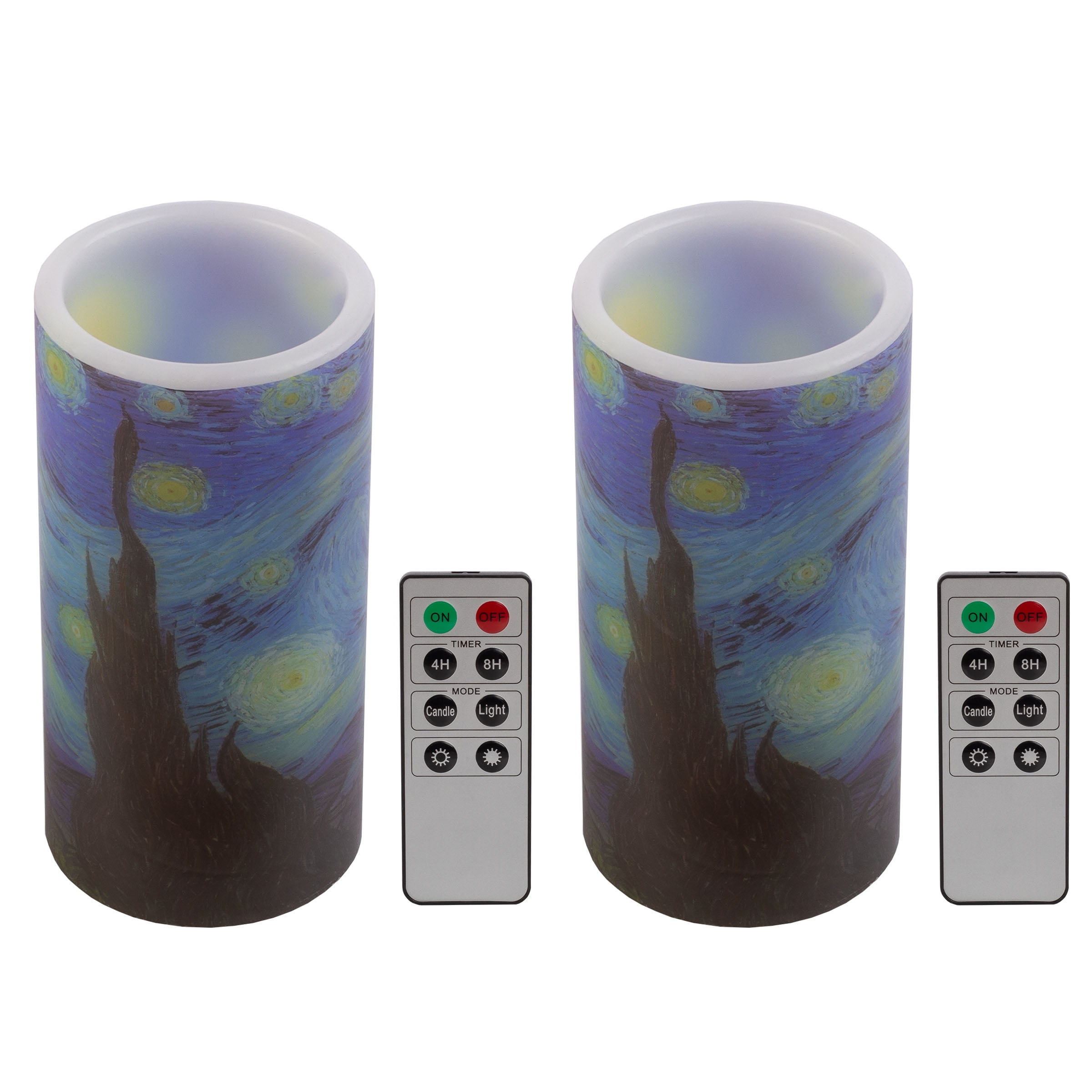 Lavish Home 2-Pack of Van Gogh Starry Night Flameless Candles with ...