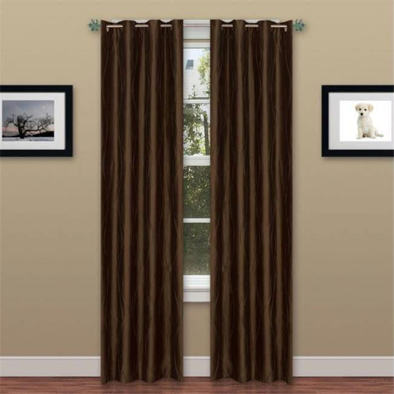 Lavish Home 2 Panel Wavy Curtain Set with Grommets - Brown - Walmart.com