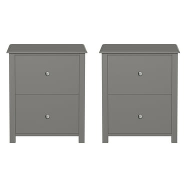 Tribesigns Solid Wood End Table Set of 2, Two-Drawer Narrow Side Table ...