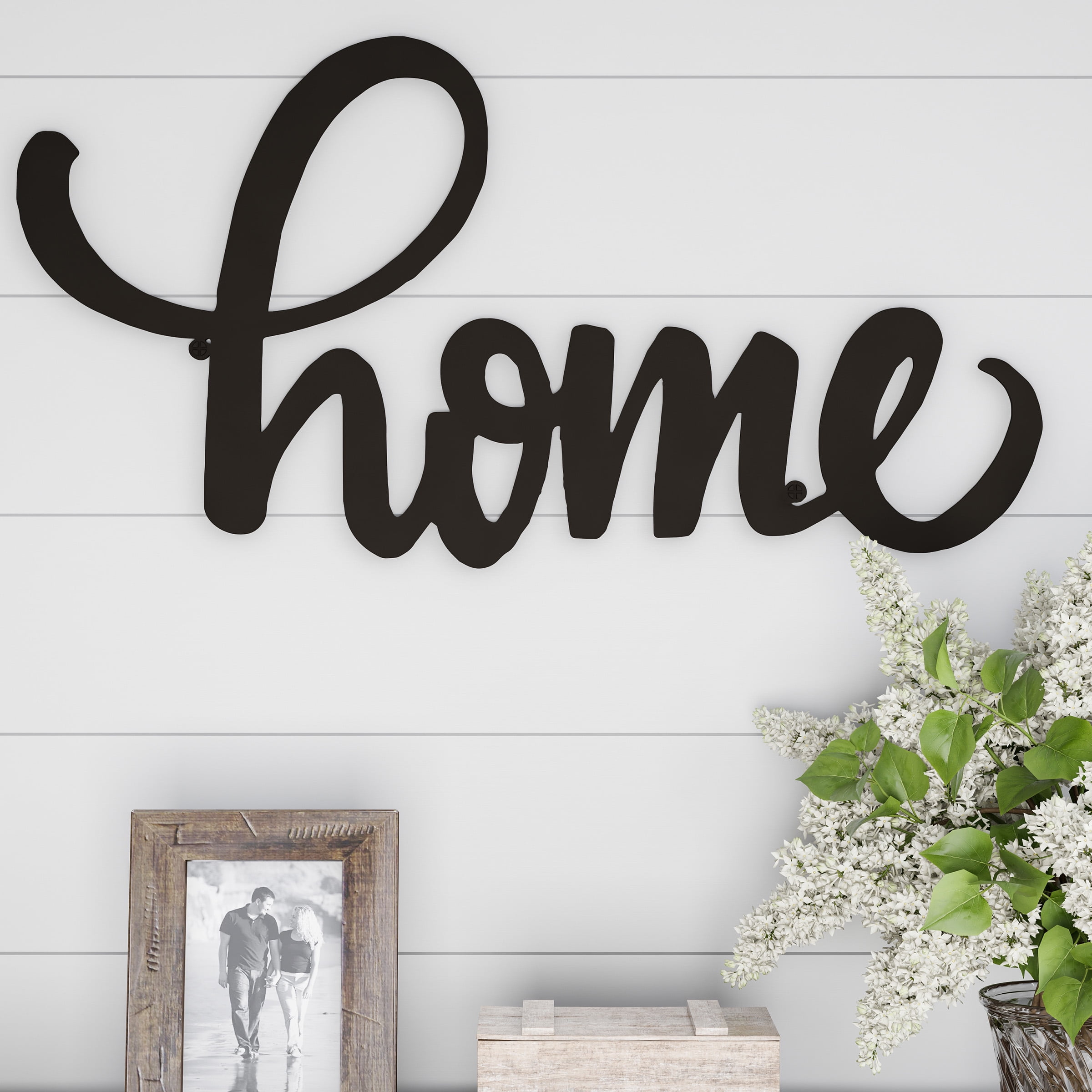 Lavish Home 24"x12" Modern Rustic Metal Cutout Wall Sign - Home ...