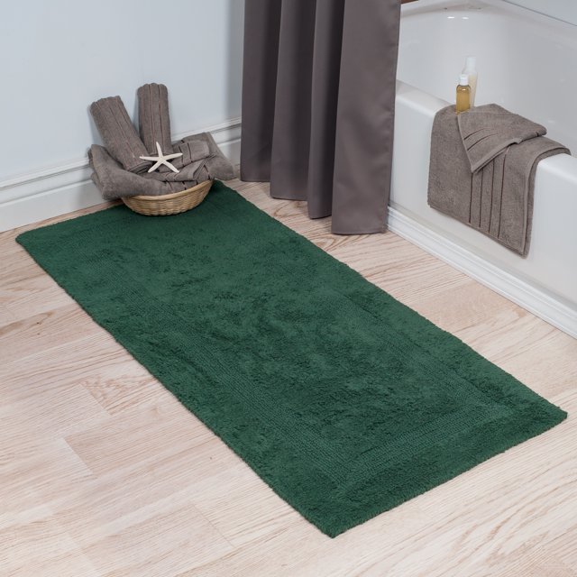 SH 100% Cotton Reversible Long Bath Rug - Green - 24x60 - Walmart.com