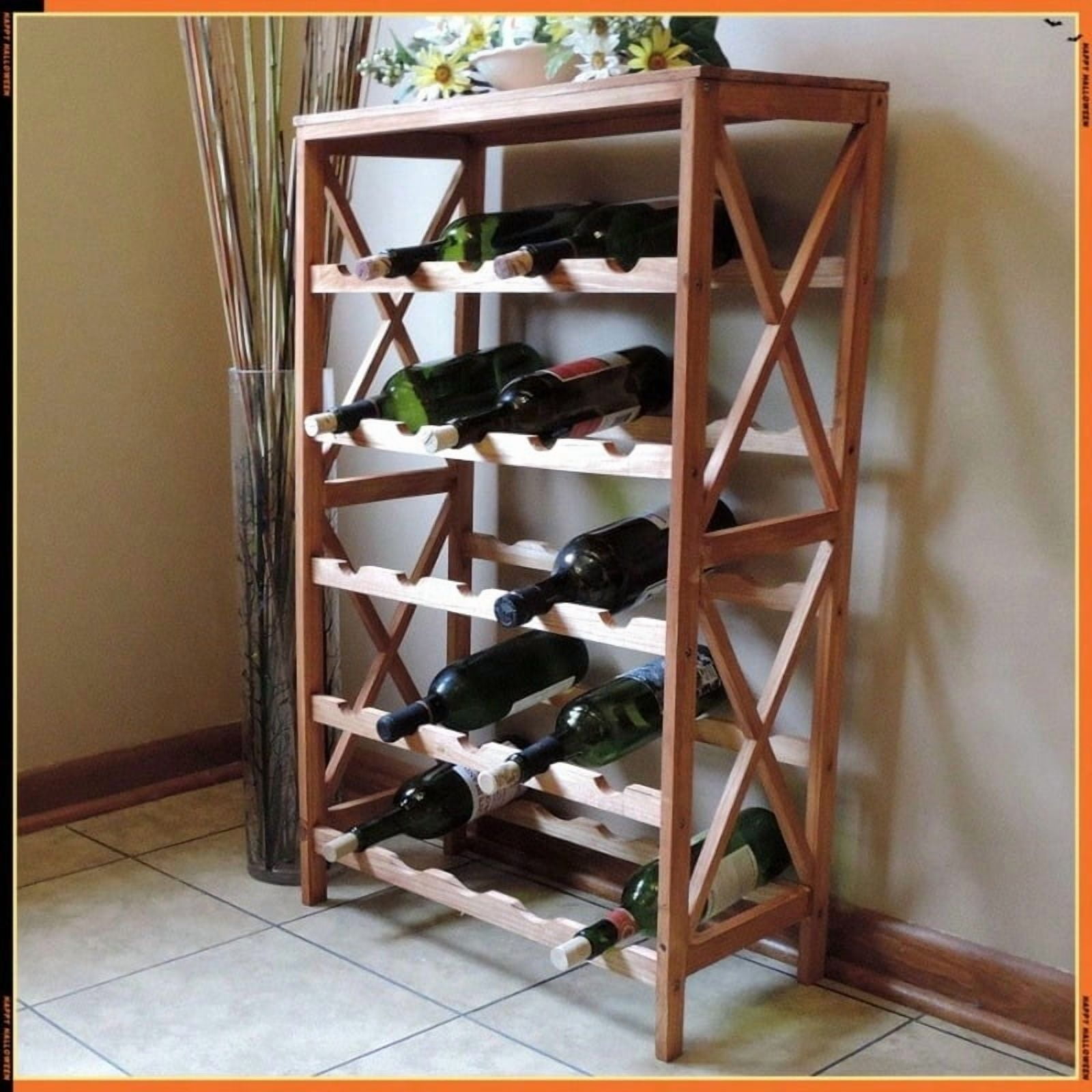 Lavish Home 25-Bottle Freestanding Wine Rack Bottle Holder With Tabletop - Walmart.com