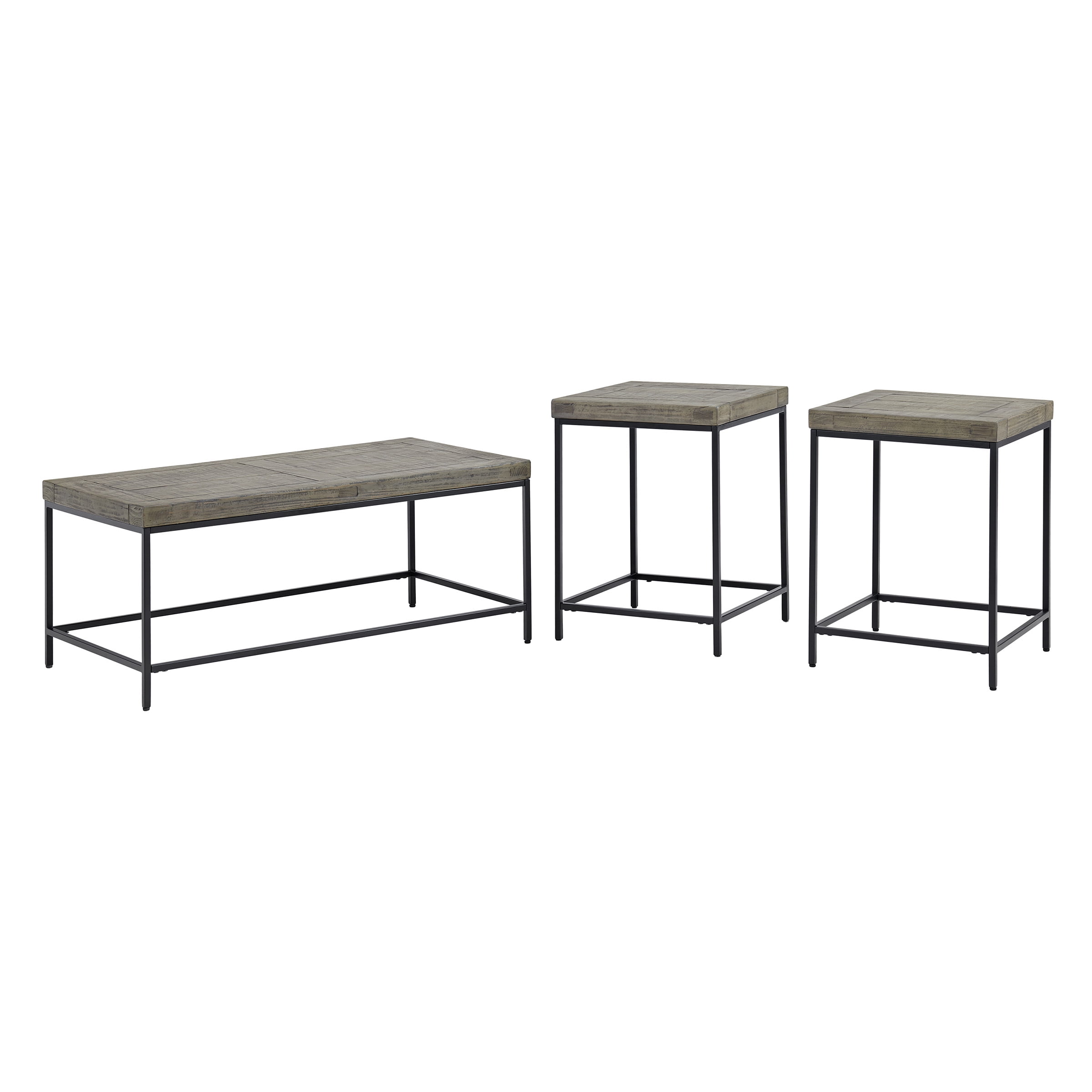 Lavish Home 3-Piece Coffee Table Set with 2 Matching Side Tables (Gray ...