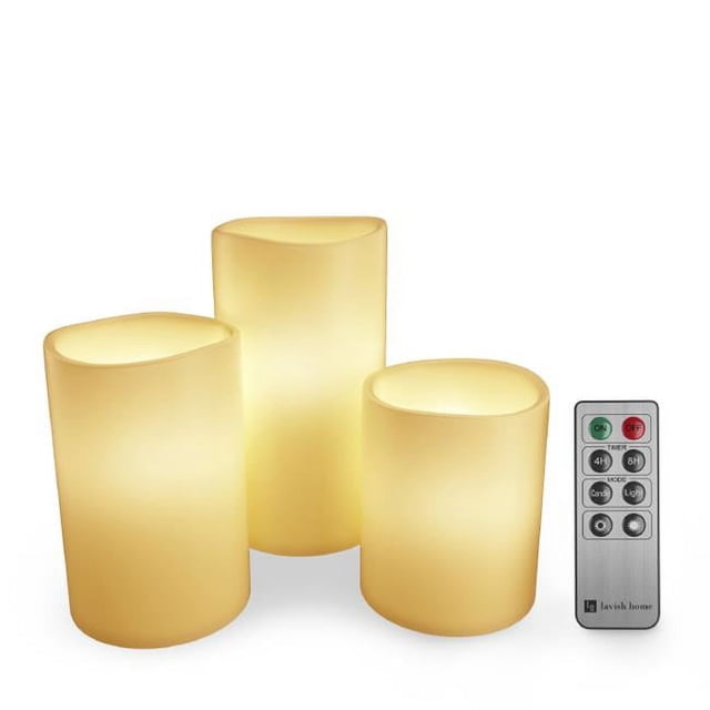 Lavish Home 3-Piece Led Flameless Candle Set with Remote, White ...